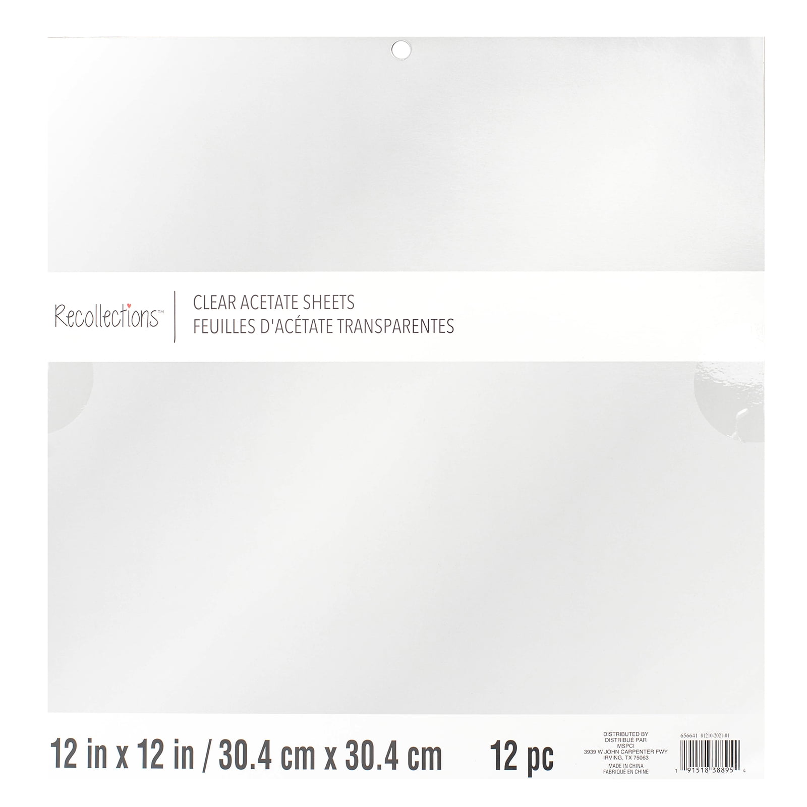 12 Packs: 12 ct. (144 total) Clear Acetate Sheets by Recollections ...