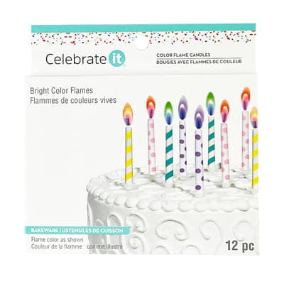 12 Packs: 12 ct. (144 total) Printed Pastel Color Flame Candles by ...