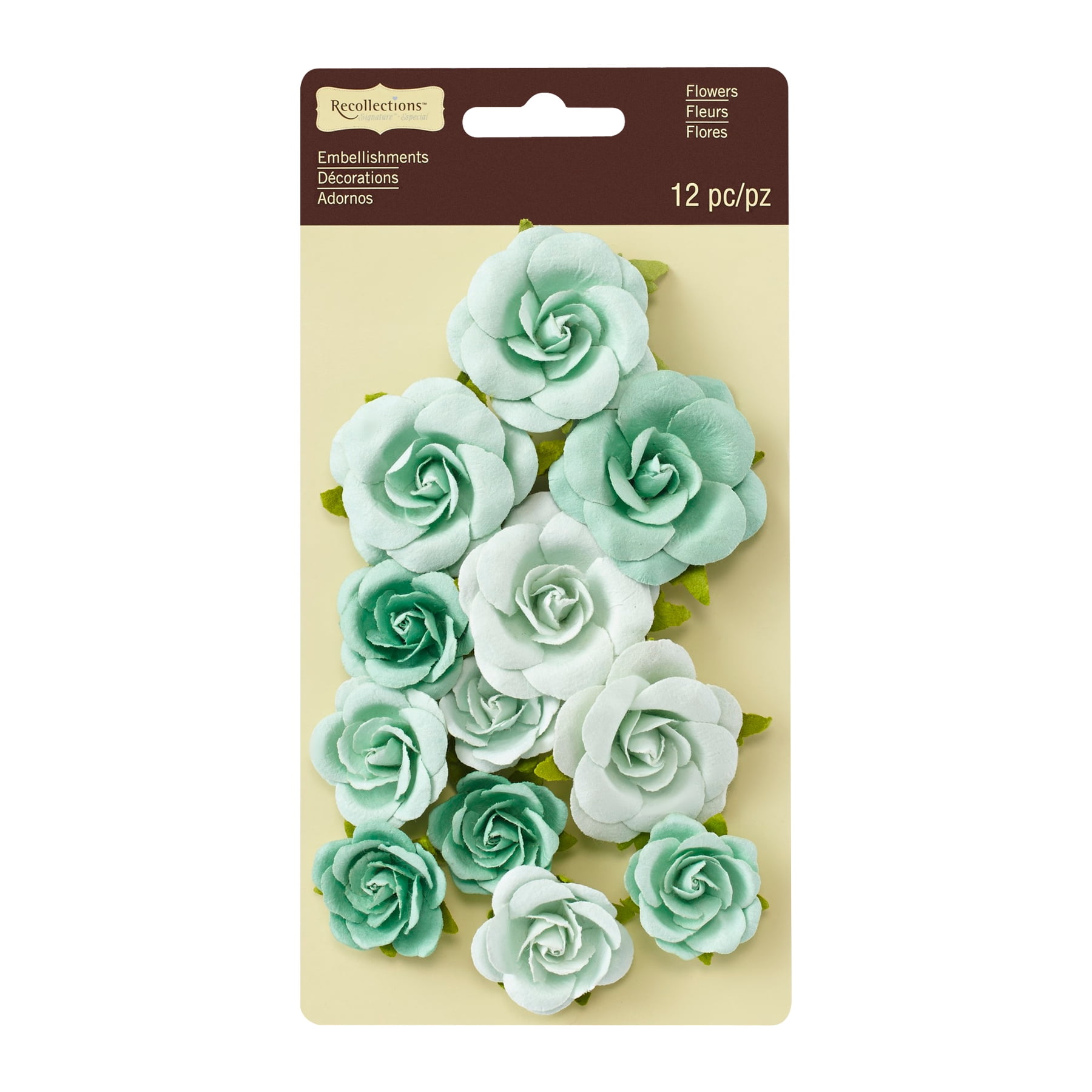 Recollections Signature Mint Sweetwater Rose Embellishments, 12 Packs ...