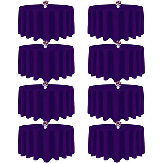 12 Packs 120 Inch Black Round Tablecloth in Diameter Washable Polyester ...