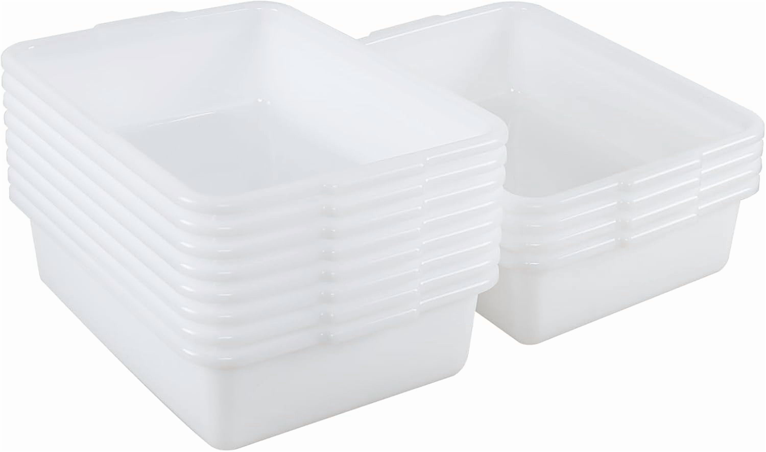 12 Packs 13 L Commercial Tote Box, Food Service Bus Tub Trays, White ...