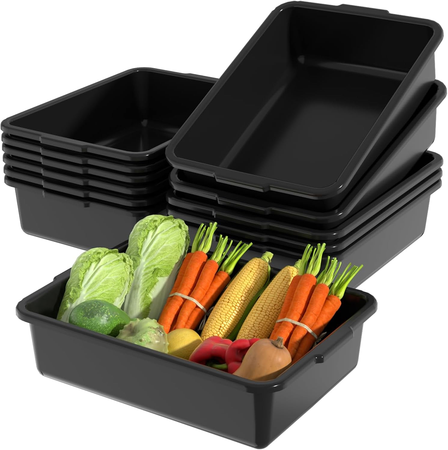 12 Packs 13 L Plastic Commercial Bus Boxes, Plastic Restaurant Dish ...