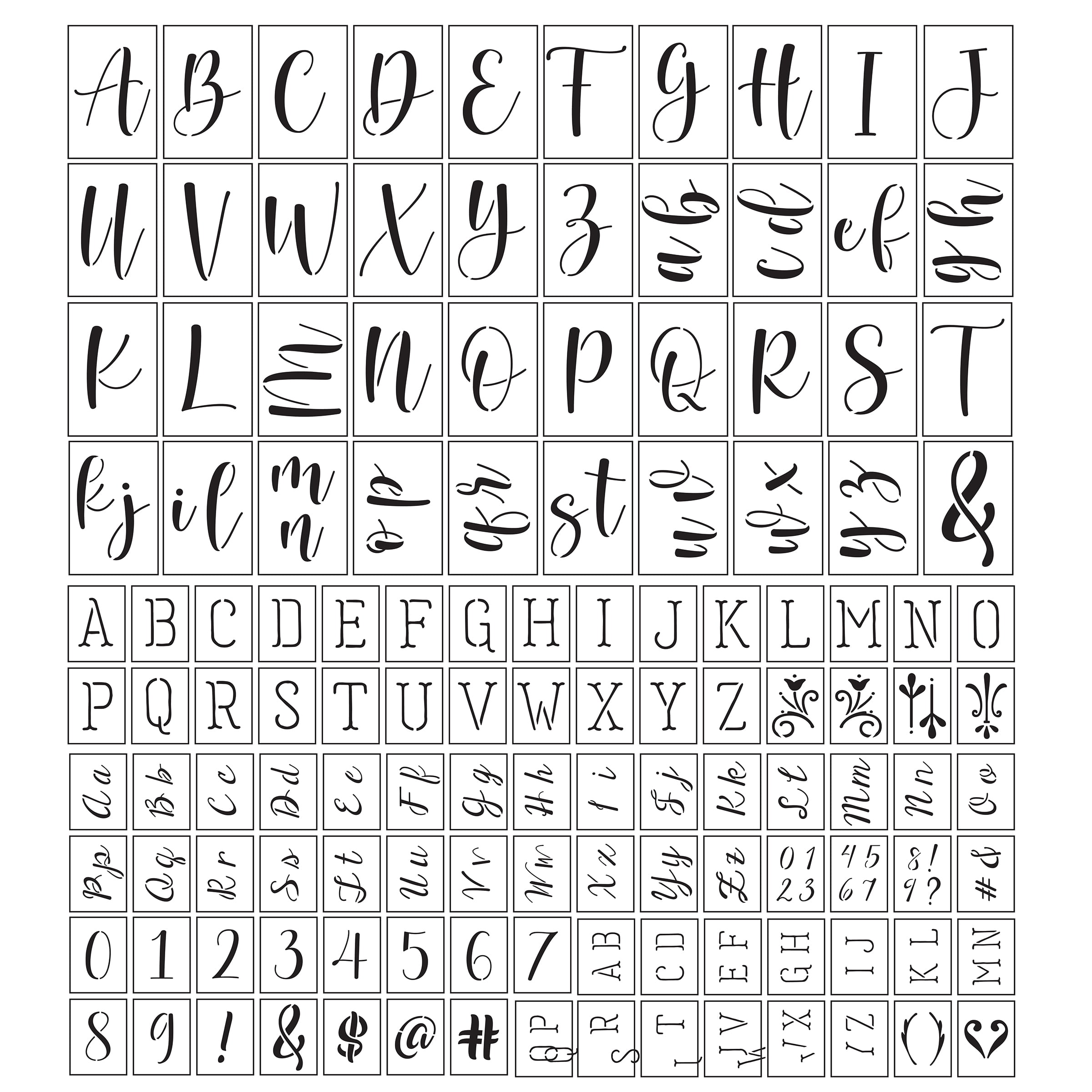 12 Packs: 130 ct. (1,560 total) Mixed Font Alphabet Stencils by Craft ...
