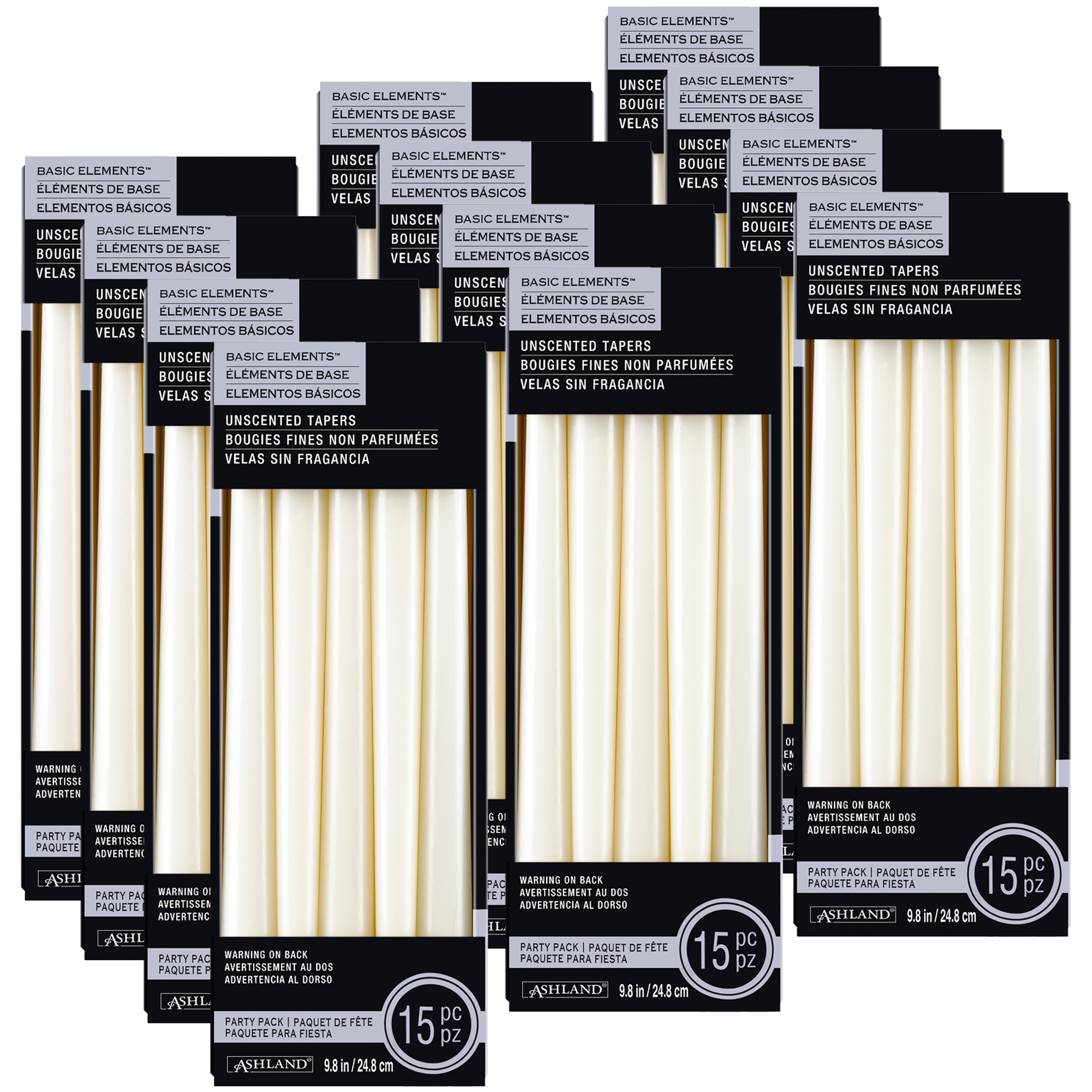 Ashland® Bulk Unscented Ivory Taper Candles, 10", 12 Packs of 15 ct ...