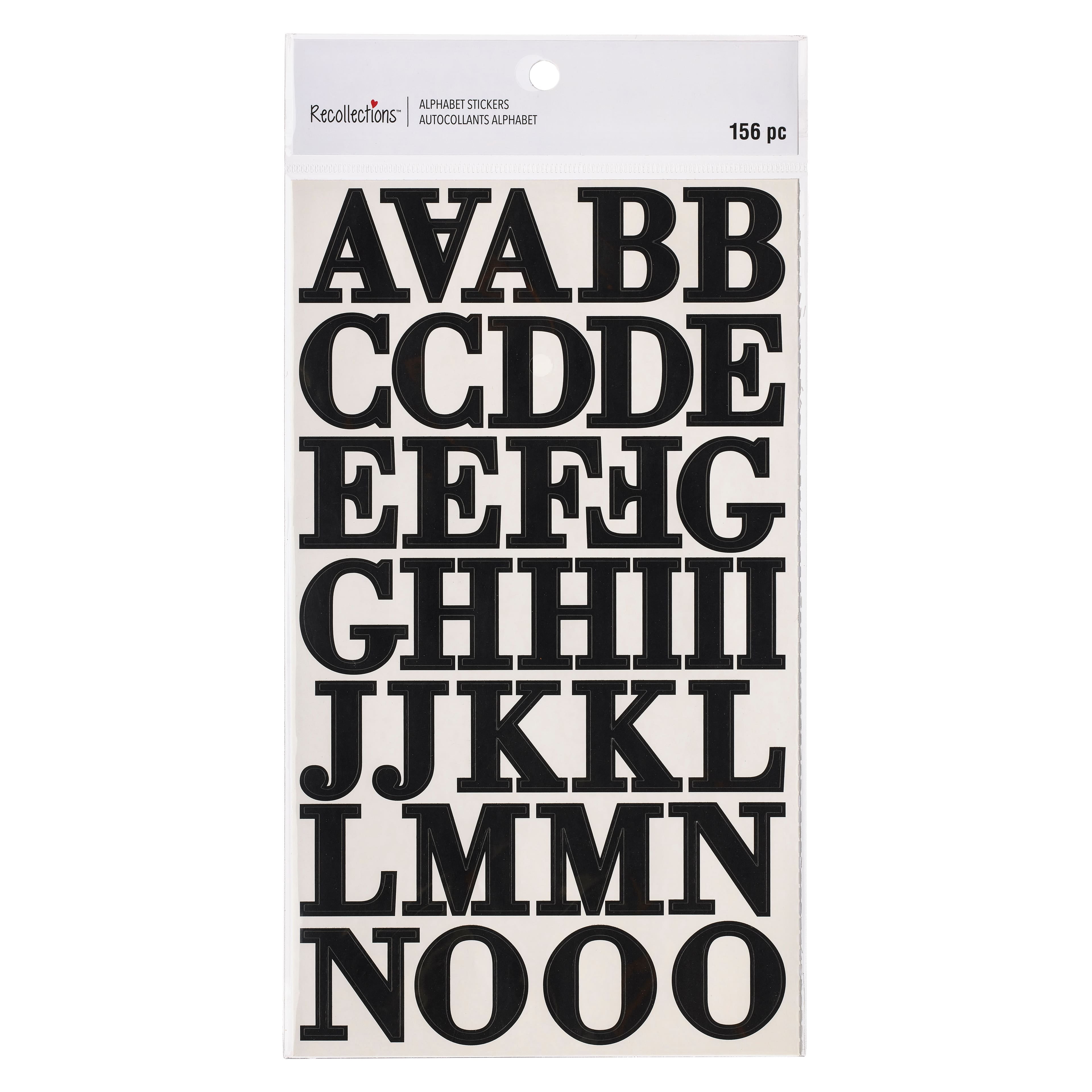 12 Packs: 156 ct. (1,872 total) Black Serif Alphabet Stickers by ...