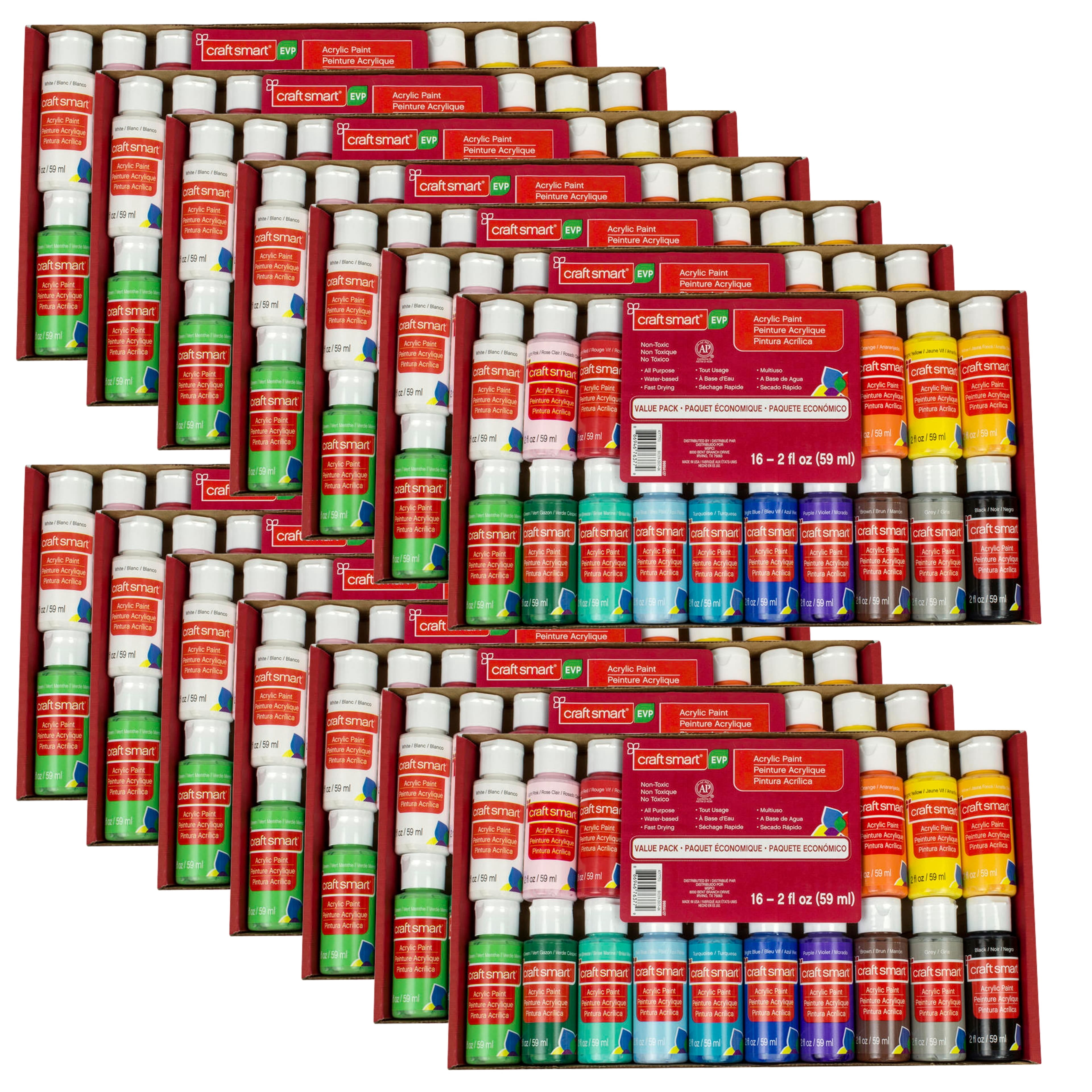 12 Packs: 16 ct. (192 total) Matte Acrylic Paint Value Pack by Craft ...