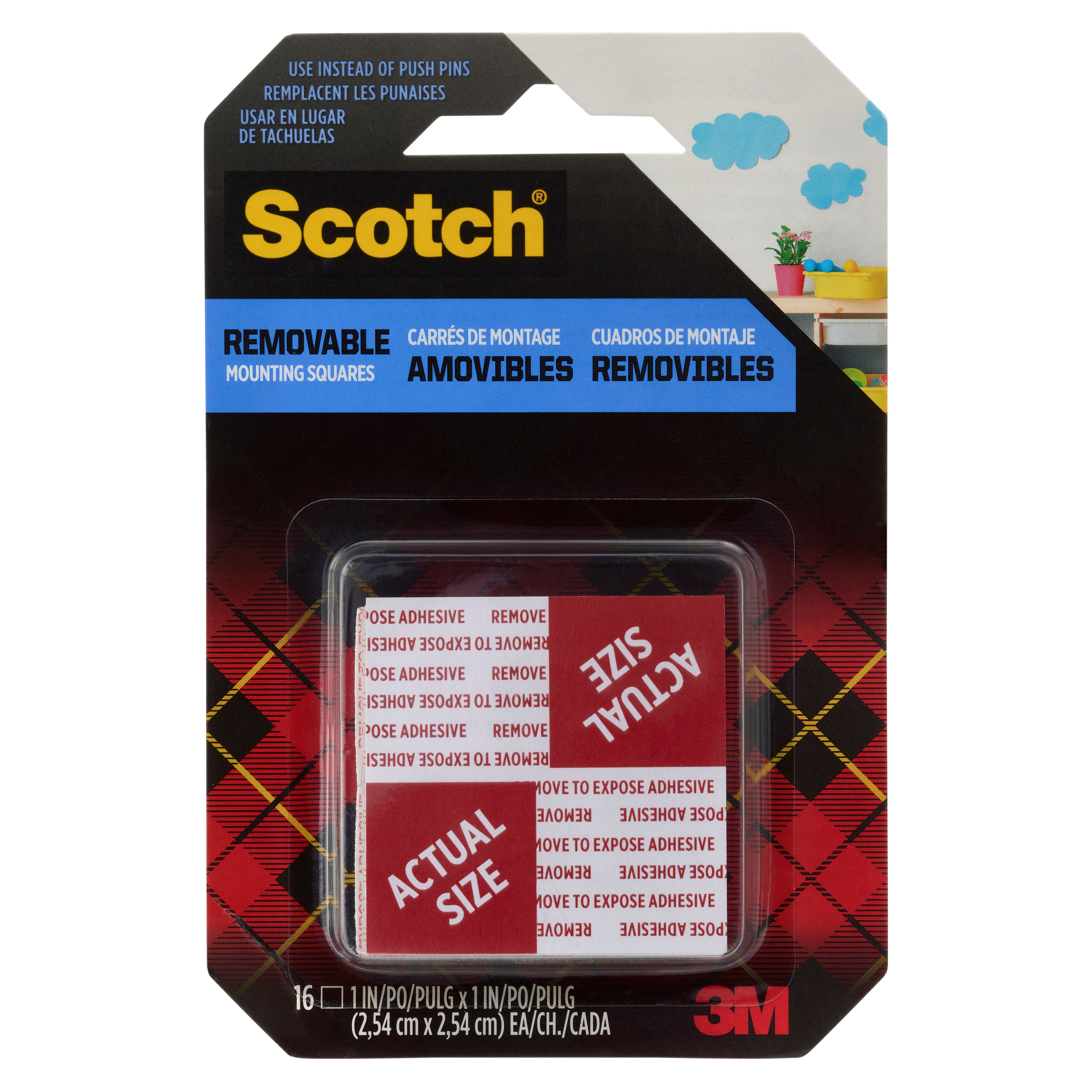 12 Packs: 16 ct. (192 total) Scotch® Removable Mounting Tape Squares ...