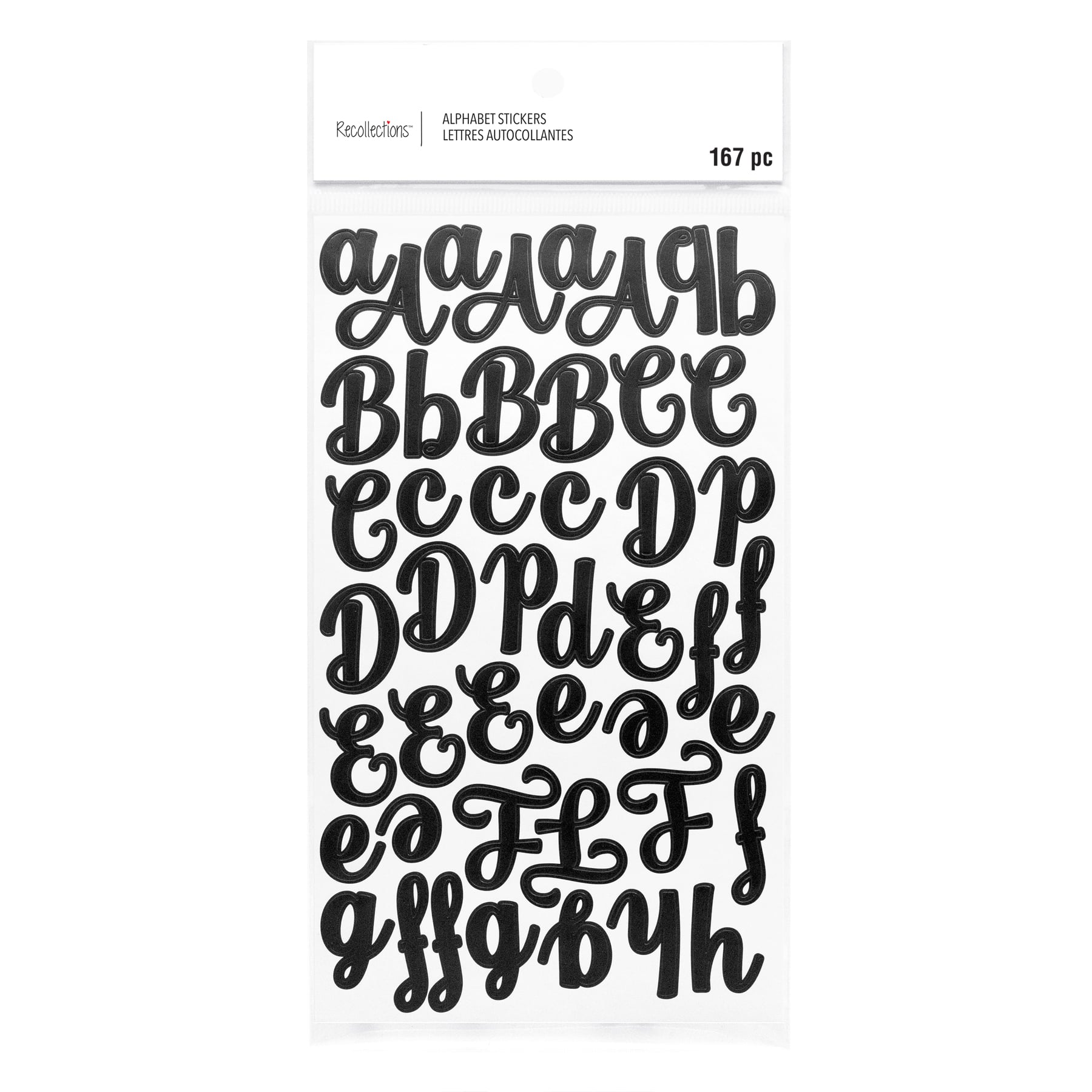 12 Packs: 167 ct. (2,004 total) Black Script Alphabet Stickers by ...