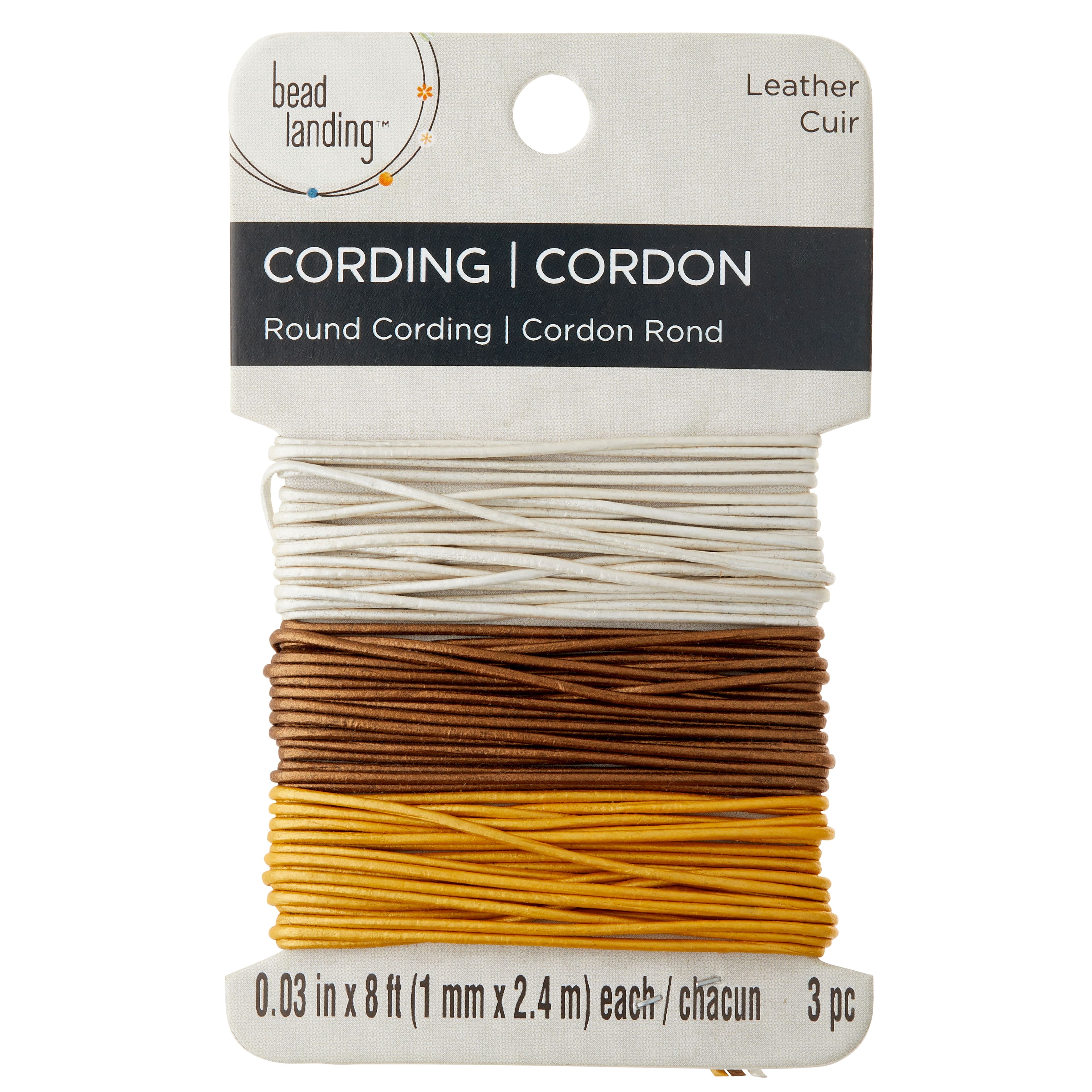 12 Packs: 1mm Metallic Round Leather Cording Pack by Bead Landing ...