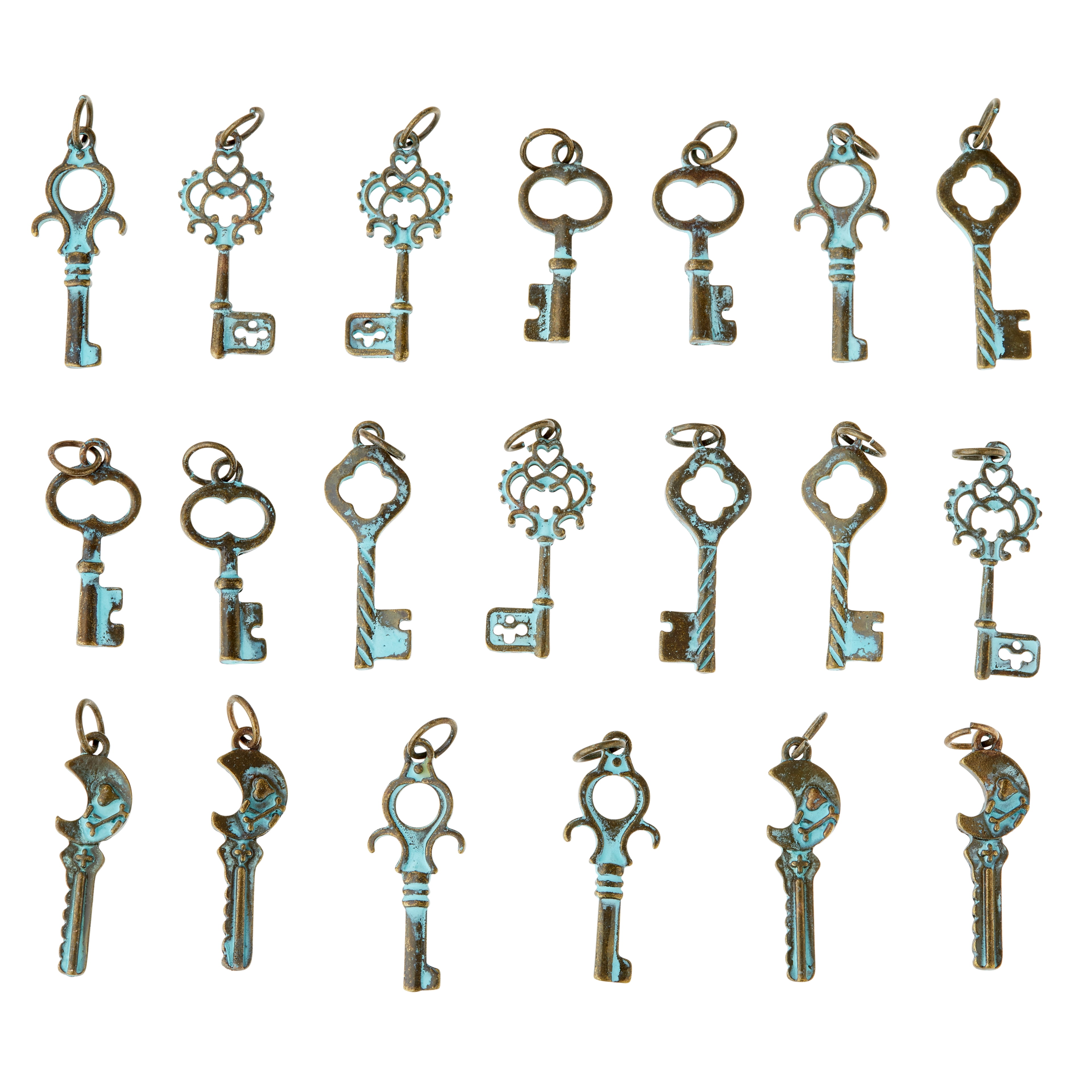 12 Packs: 20 ct. (240 total) Found Objects™ Patina Key Charms by Bead ...