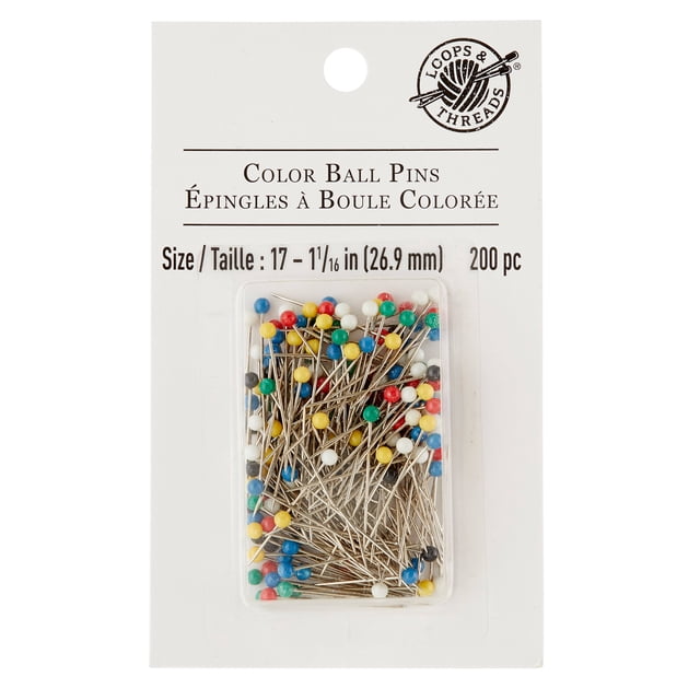 12 Packs: 200 ct. (2,400 total) Multicolor Ball Point Pins by Loops ...