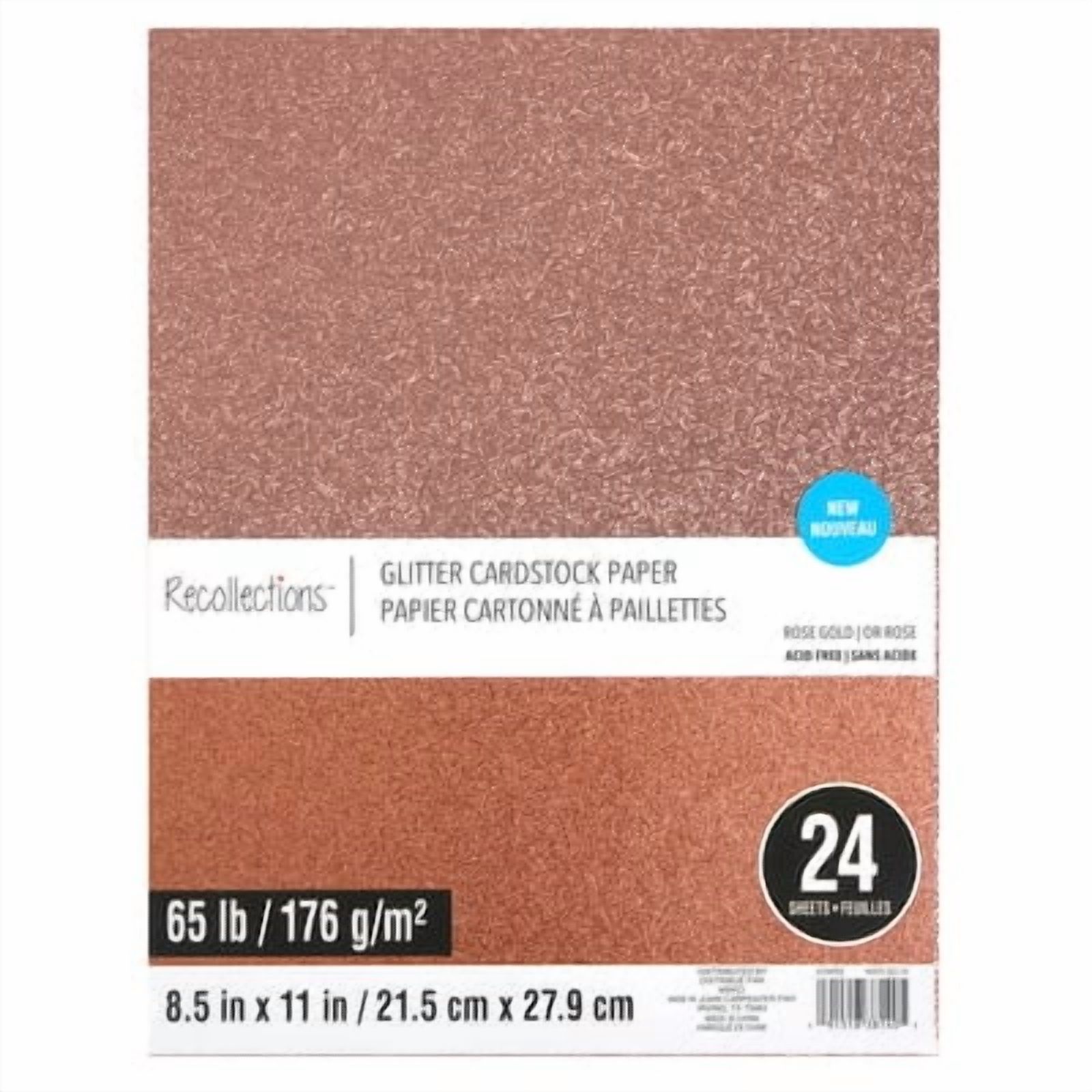 12 Packs: 24 ct. (288 total) Rose Gold Glitter 8.5" x 11" Cardstock ...