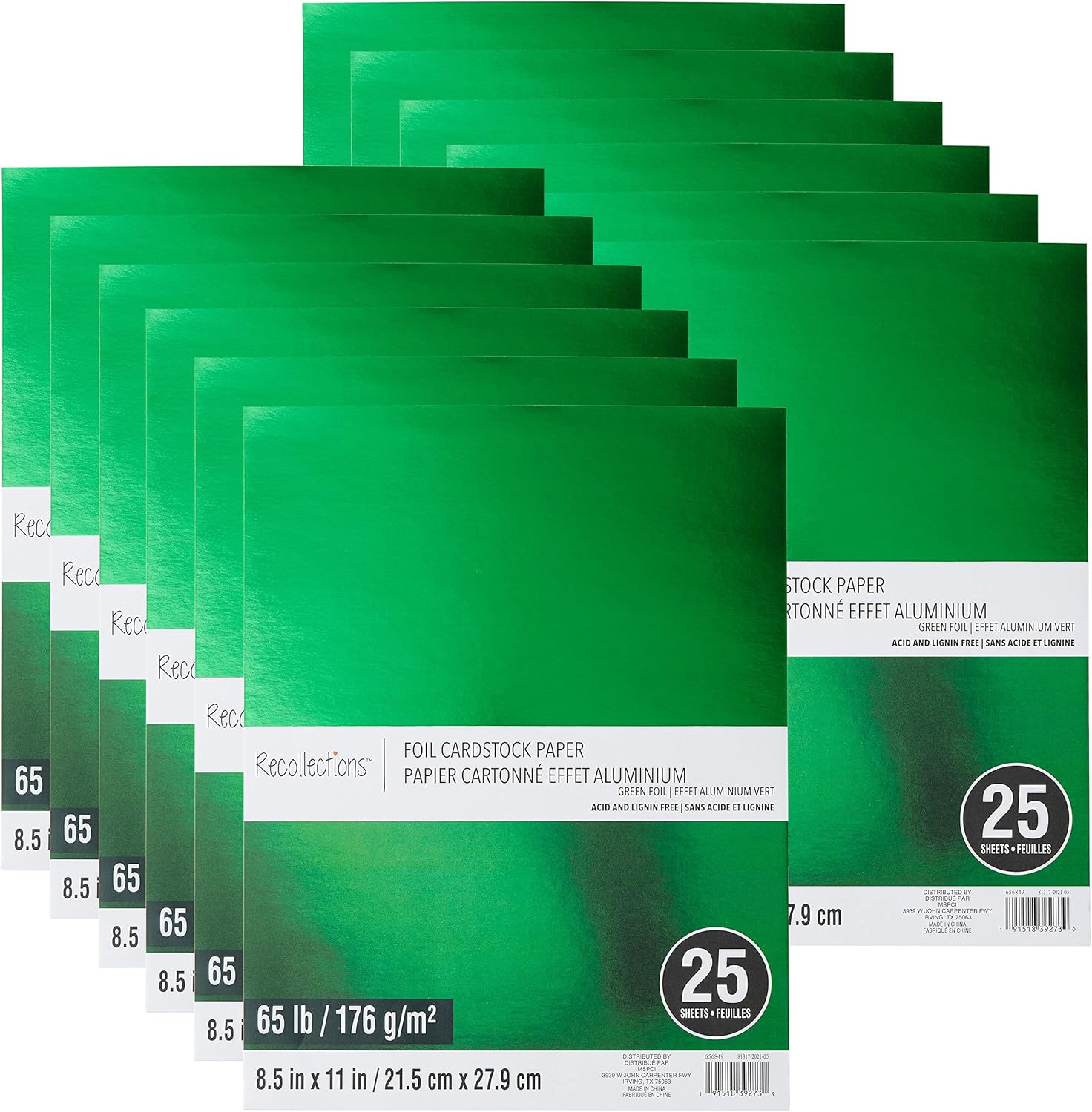 12 Packs: 25 ct. (300 total) 8.5”; x 11”; Foil Cardstock Paper by ...