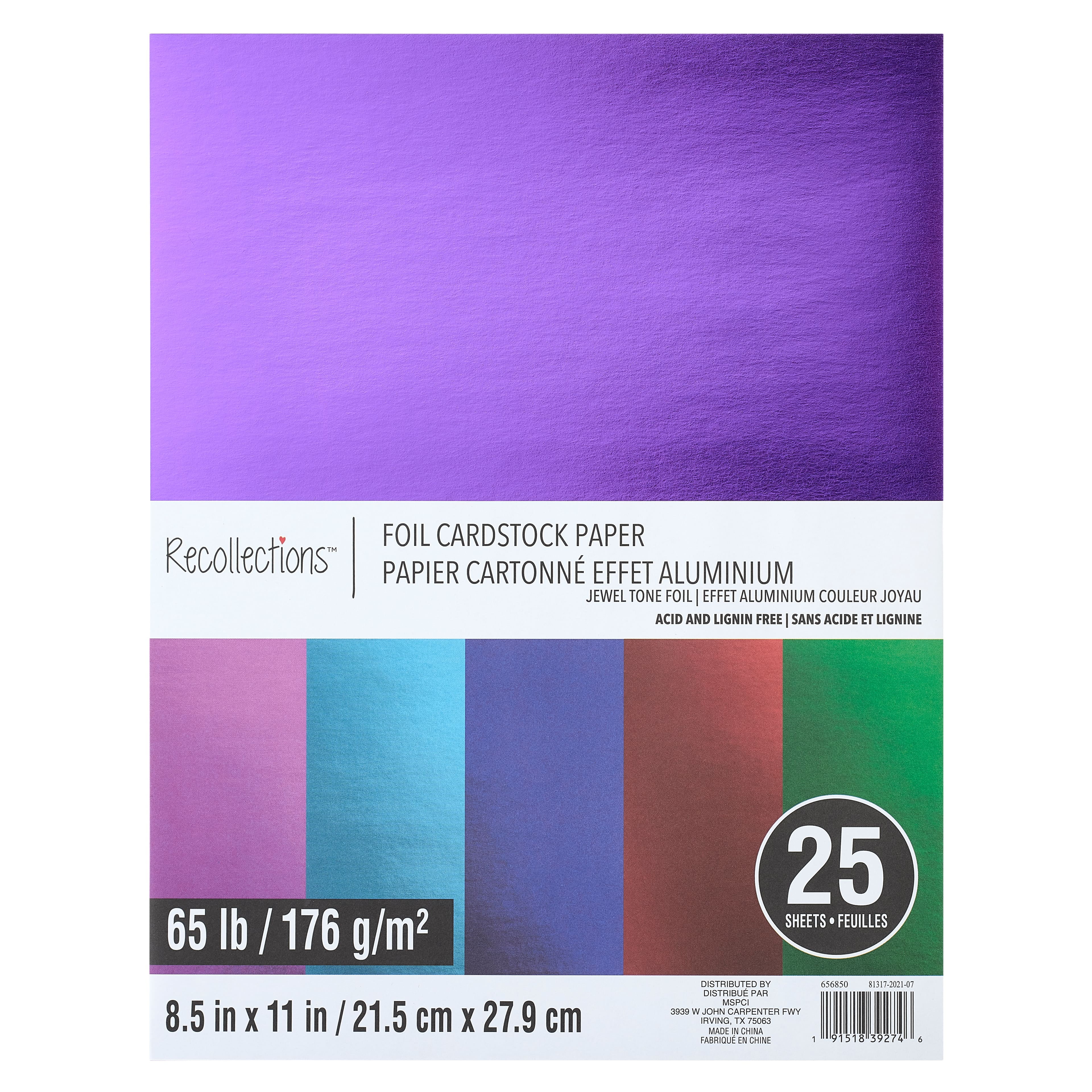 12 Packs: 25 ct. (300 total) Multicolor 8.5" x 11" Foil Cardstock Paper ...