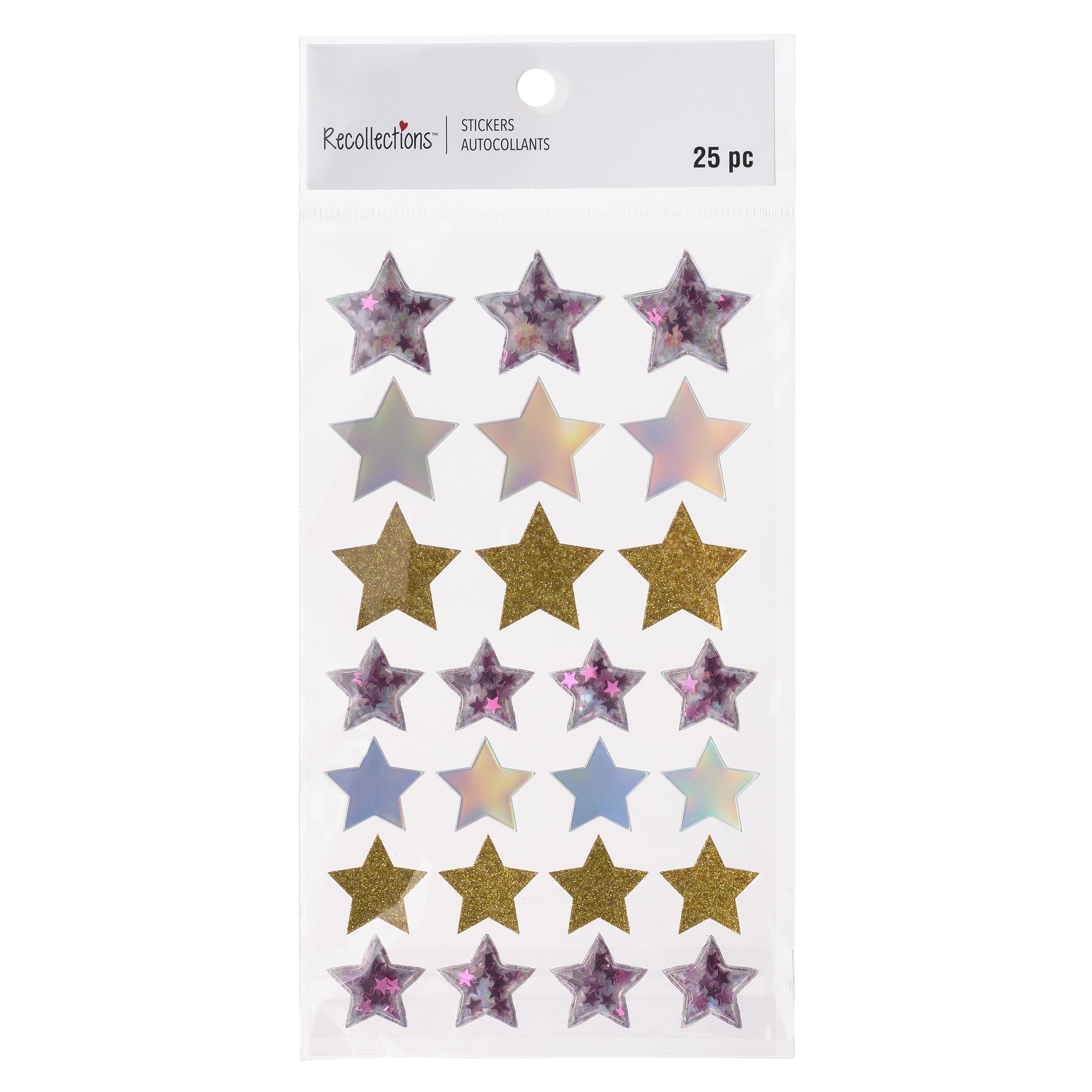 Recollections Sparkle Mix Star Stickers, 12 Packs: 25 ct. (300 total ...