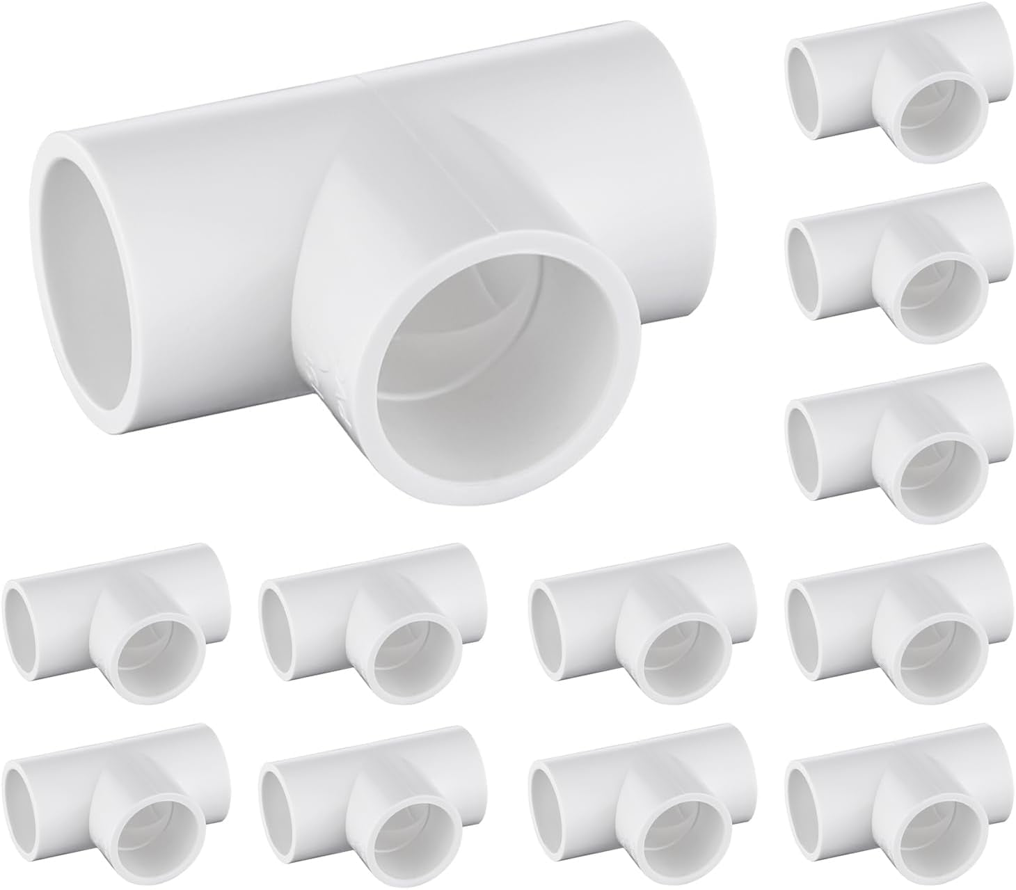 12-Packs 3/4 inch Tee PVC Fitting 3 Way Furniture Grade Pipe Elbow ...