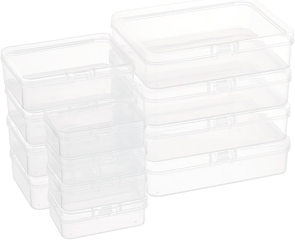 12 Packs 3 Sizes Clear Plastic Storage Boxes Bead Containers with ...
