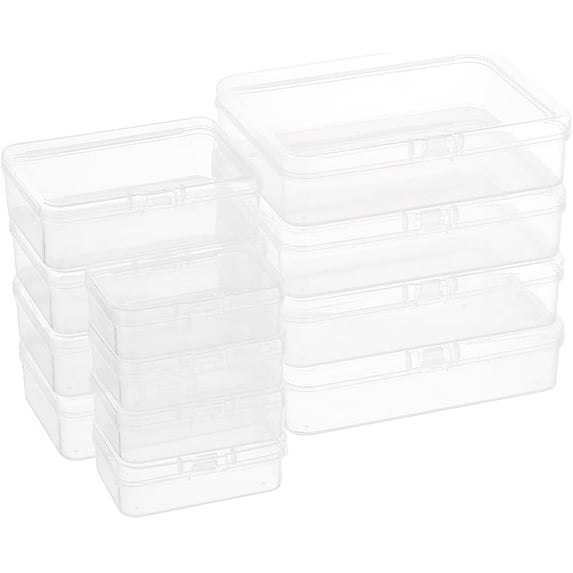 12 Packs 3 Sizes Clear Plastic Storage Boxes Bead Containers with ...