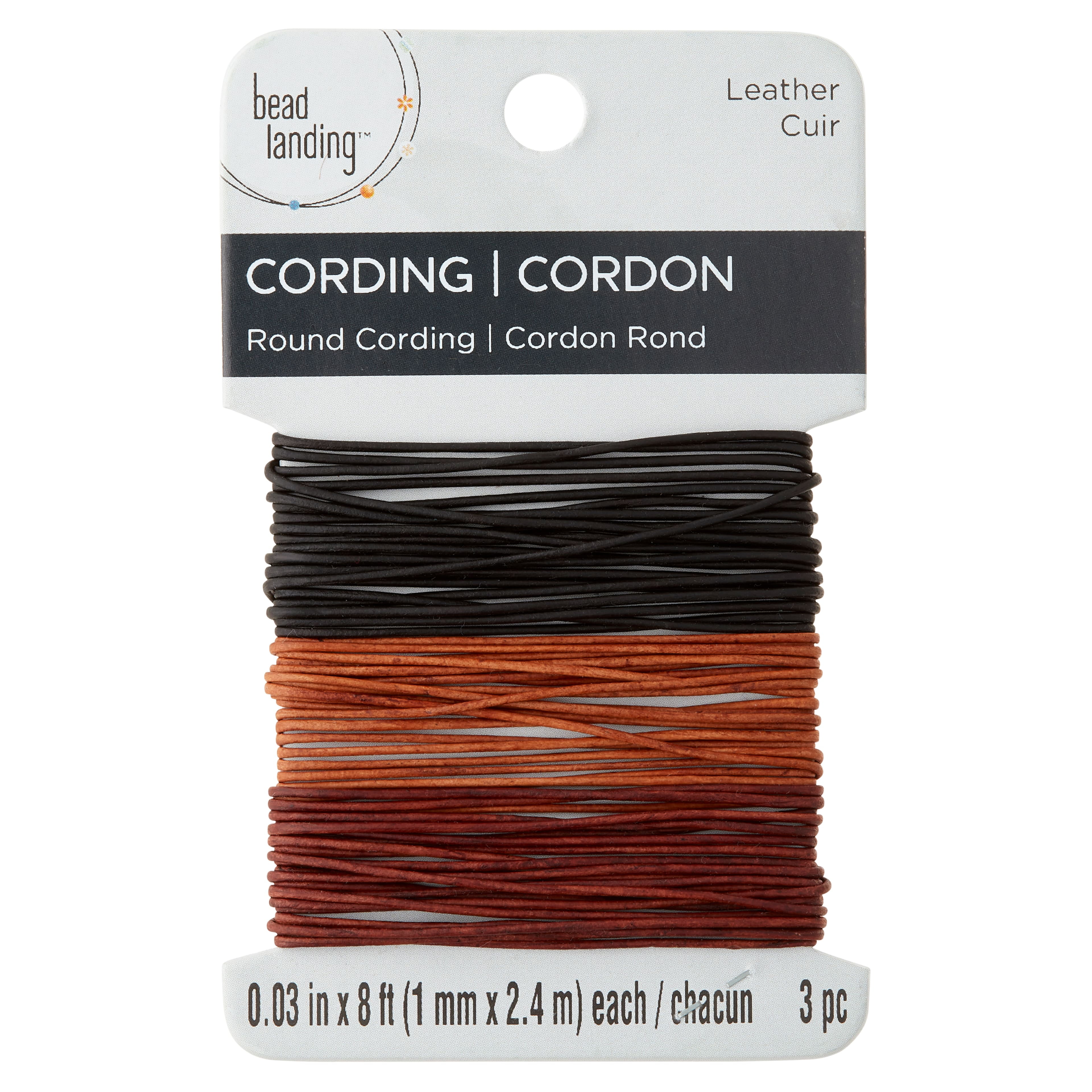 12 Packs: 3 ct. (36 total) 1mm Ebony - Cedar and Mahogany Round Leather ...