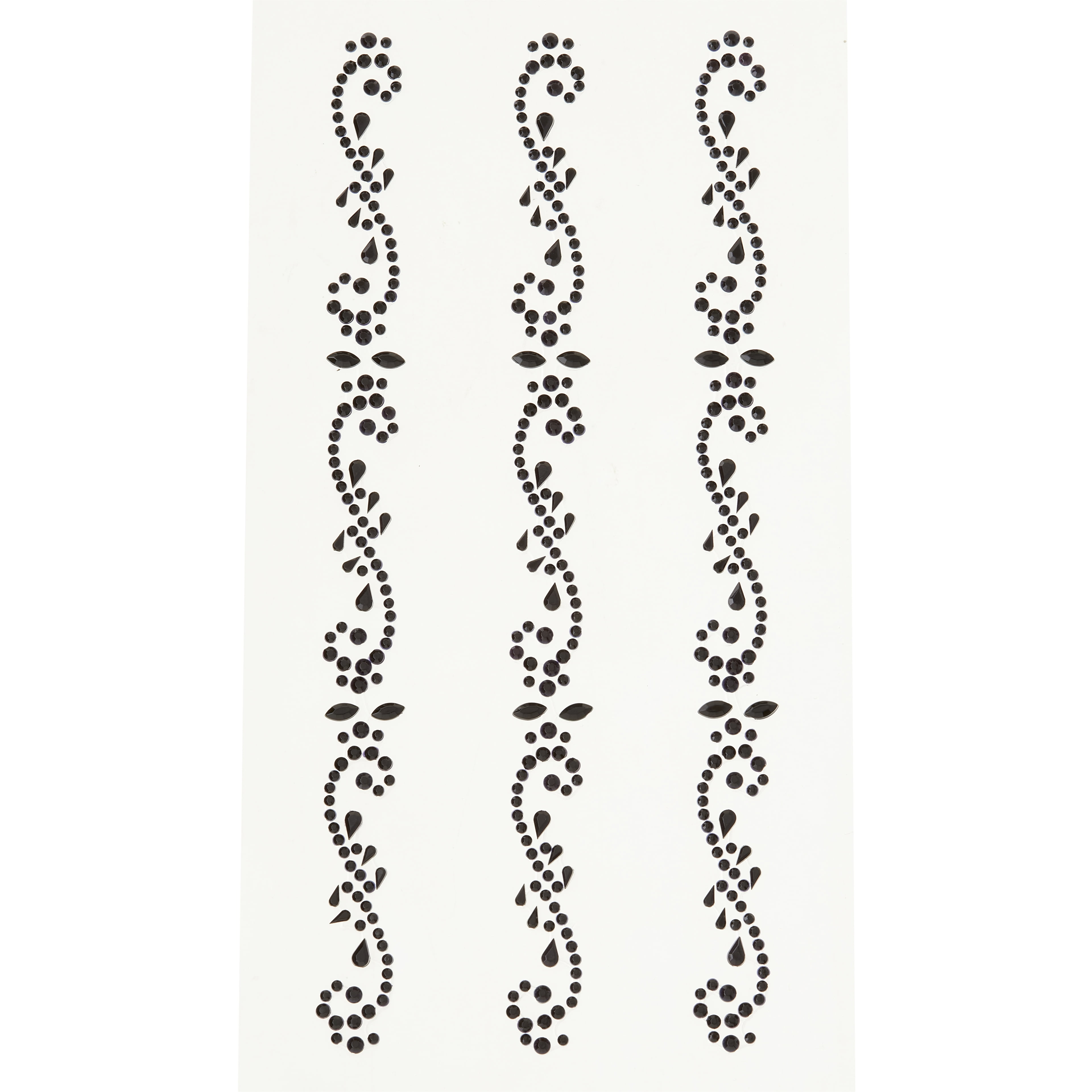 12 Packs: 3 ct. (36 total) Black Flourish Border Adhesive Rhinestones ...
