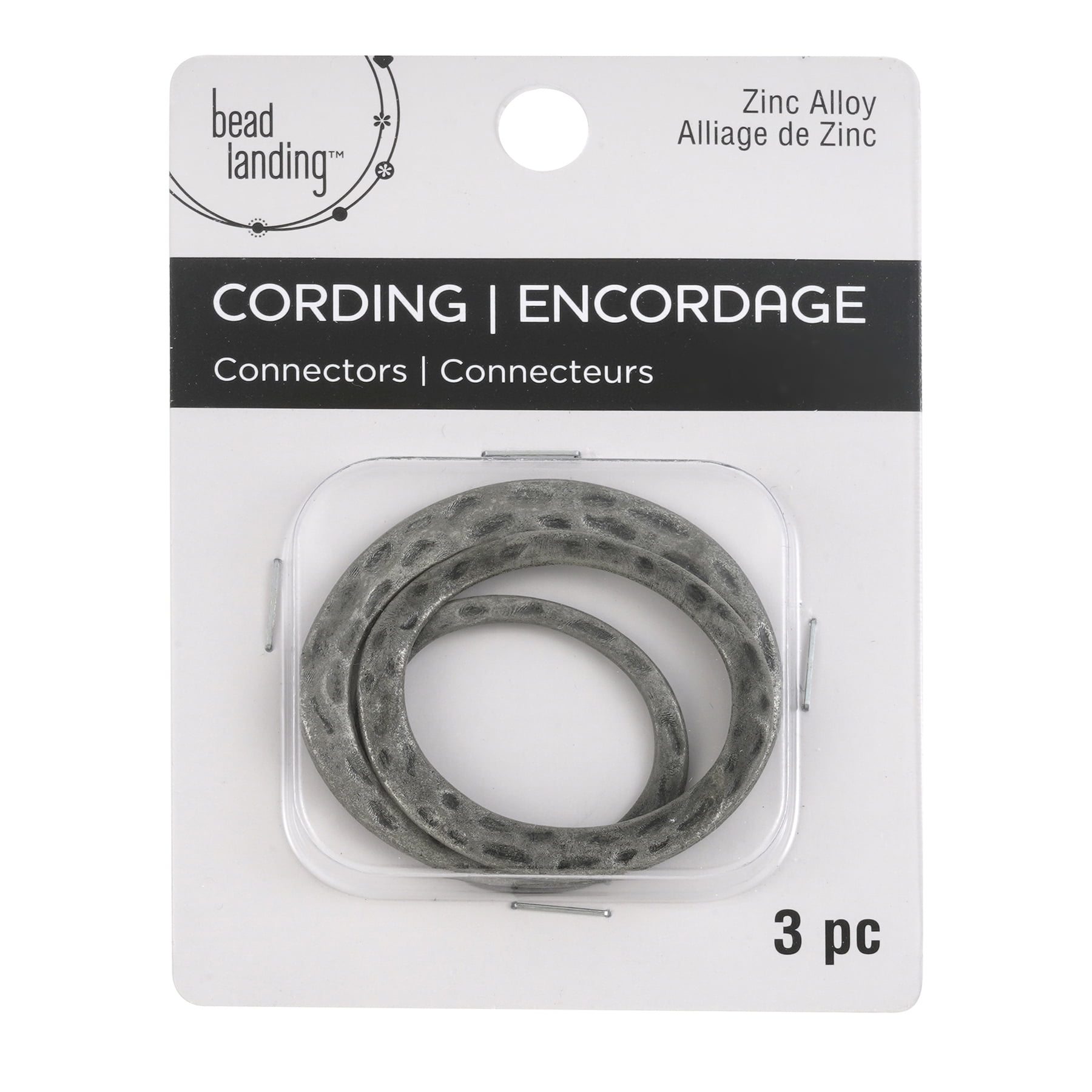 12 Packs: 3 ct. (36 total) Hammered Silver Oxide Cord Connectors by ...