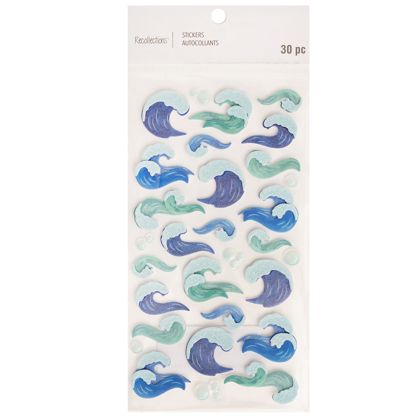 12 Packs: 30 ct. (360 total) Blue Wave Stickers by Recollections ...