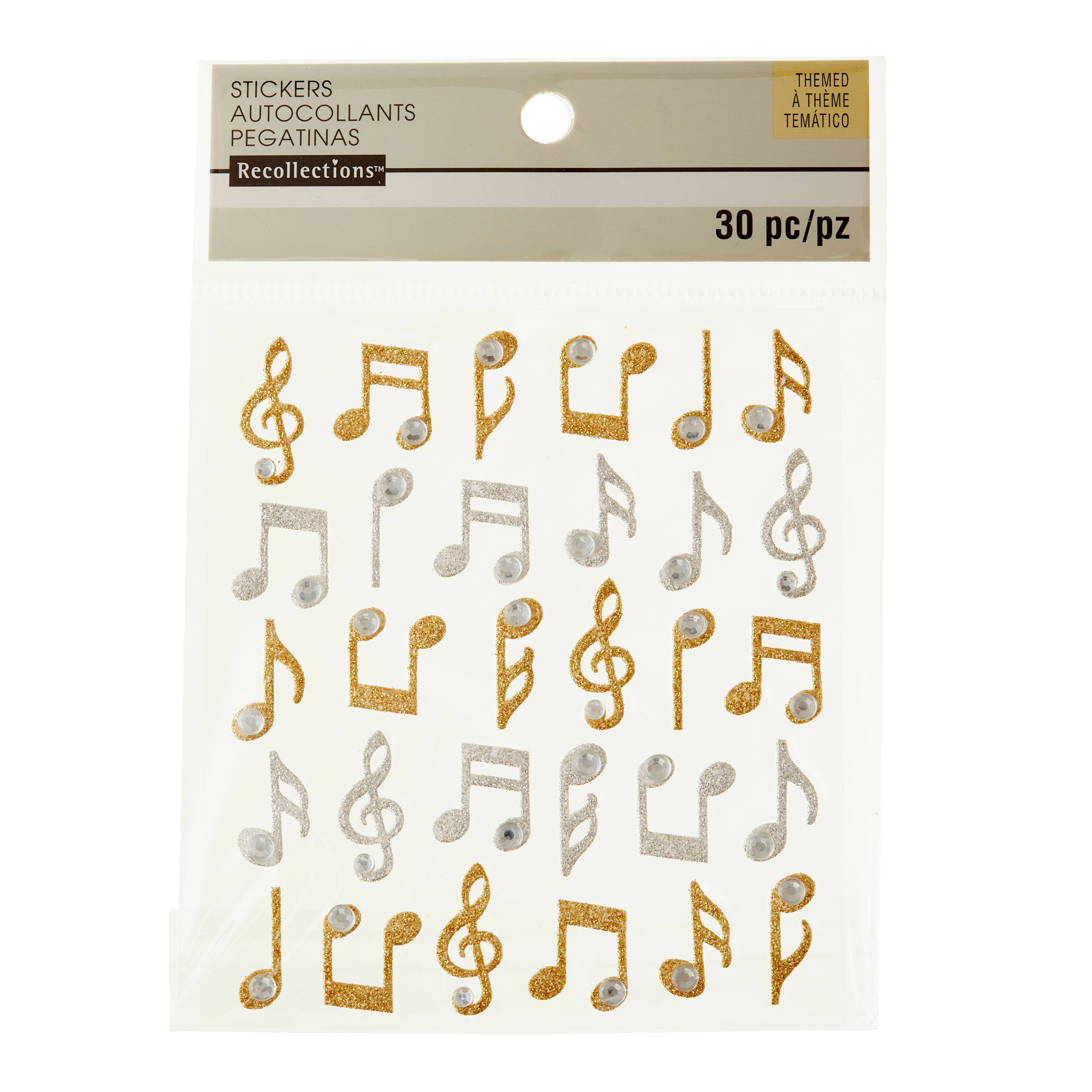 12 Packs: 30 ct. (360 total) Glitter Music Note Stickers by ...