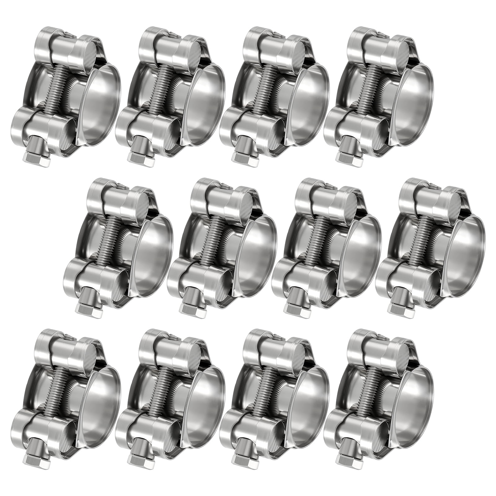 12 Packs 304 Stainless Steel T-Bolt Hose Clamps, Working Range 2.2" to ...