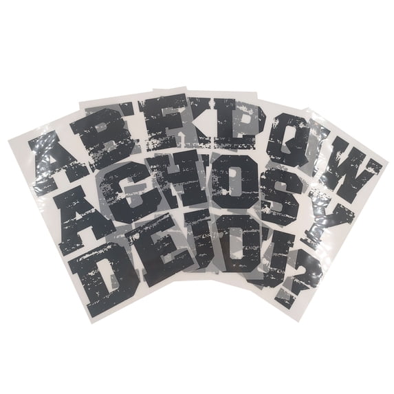 12 Packs: 32 ct. (384 total) 3" Iron-On Distressed Black Letters by ...