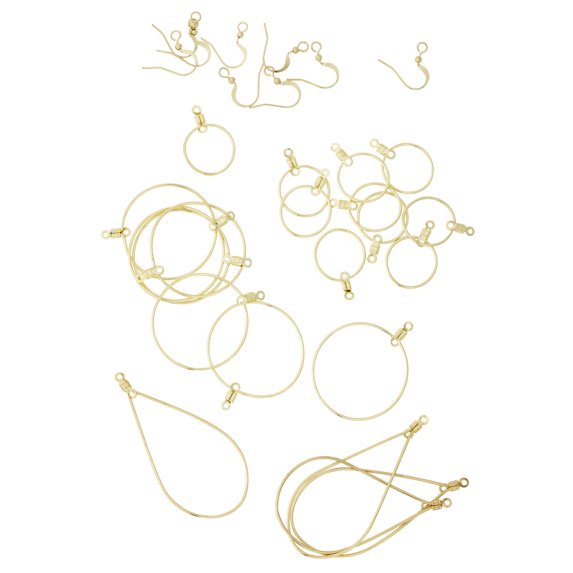 12 Packs: 32 ct. (384 total) Premium Metals Gold Assorted Ear Wires by ...