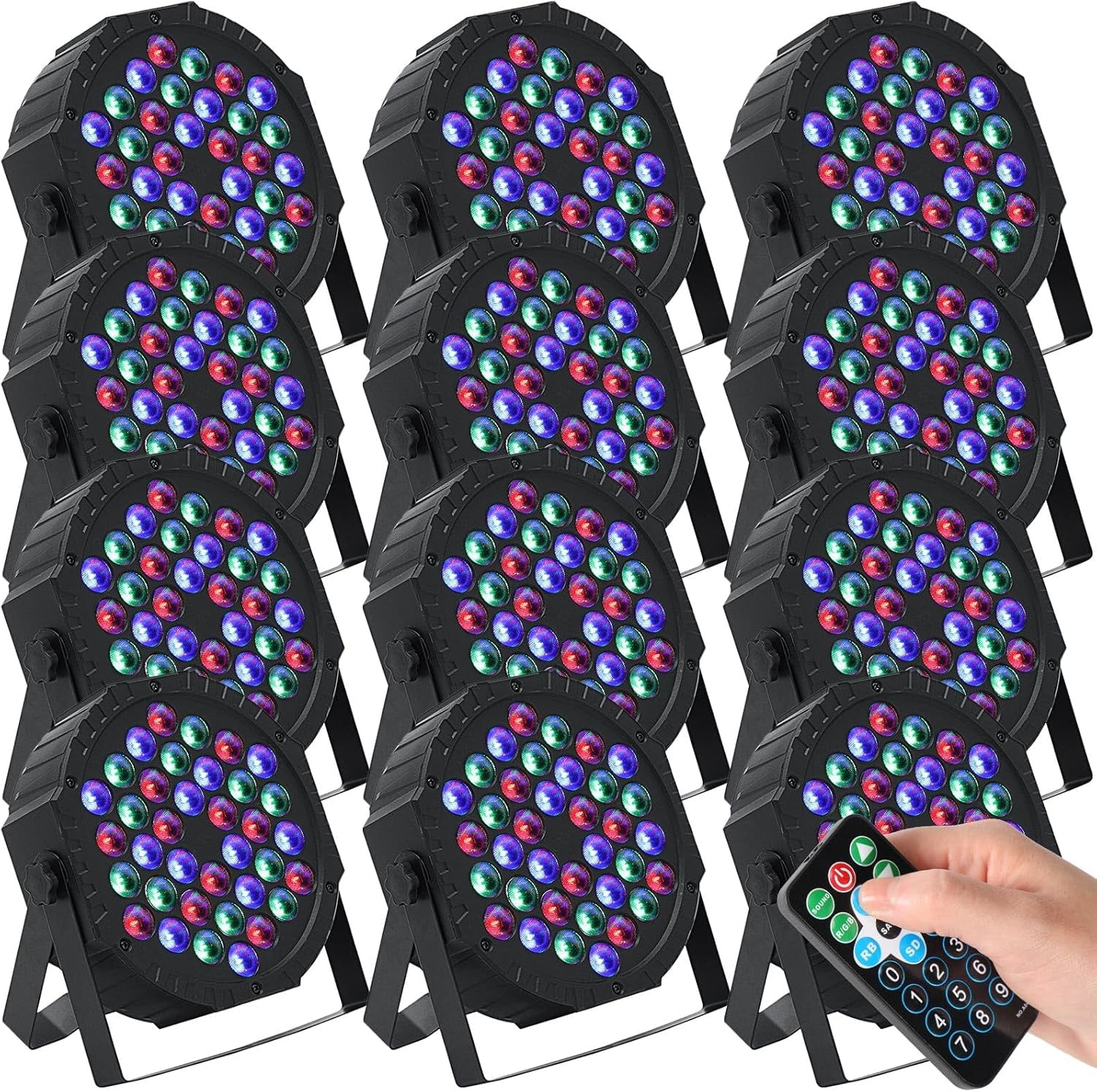 12 Packs 36 Stage Lights Par Lights 7 Channels DJ Uplights for Events ...