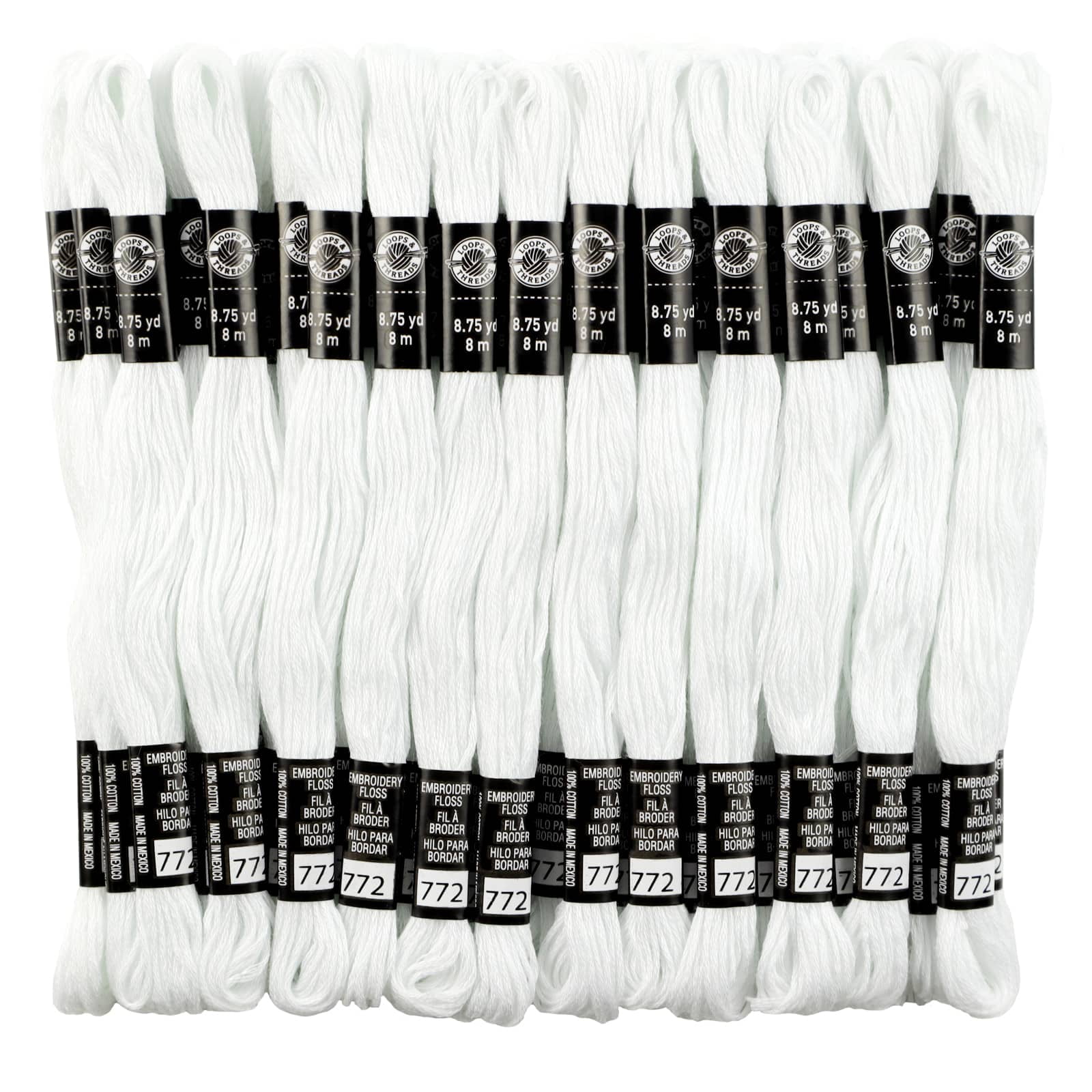 12 Packs: 36 ct. (432 total) White Embroidery Floss Pack by Loops ...
