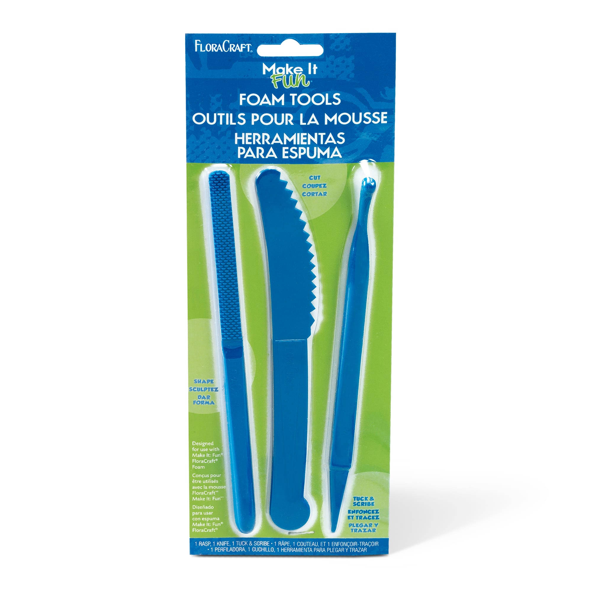 12 Packs: 3ct. (36 total) FloraCraft® Foam Tools - Knife, Rasp, Tuck ...