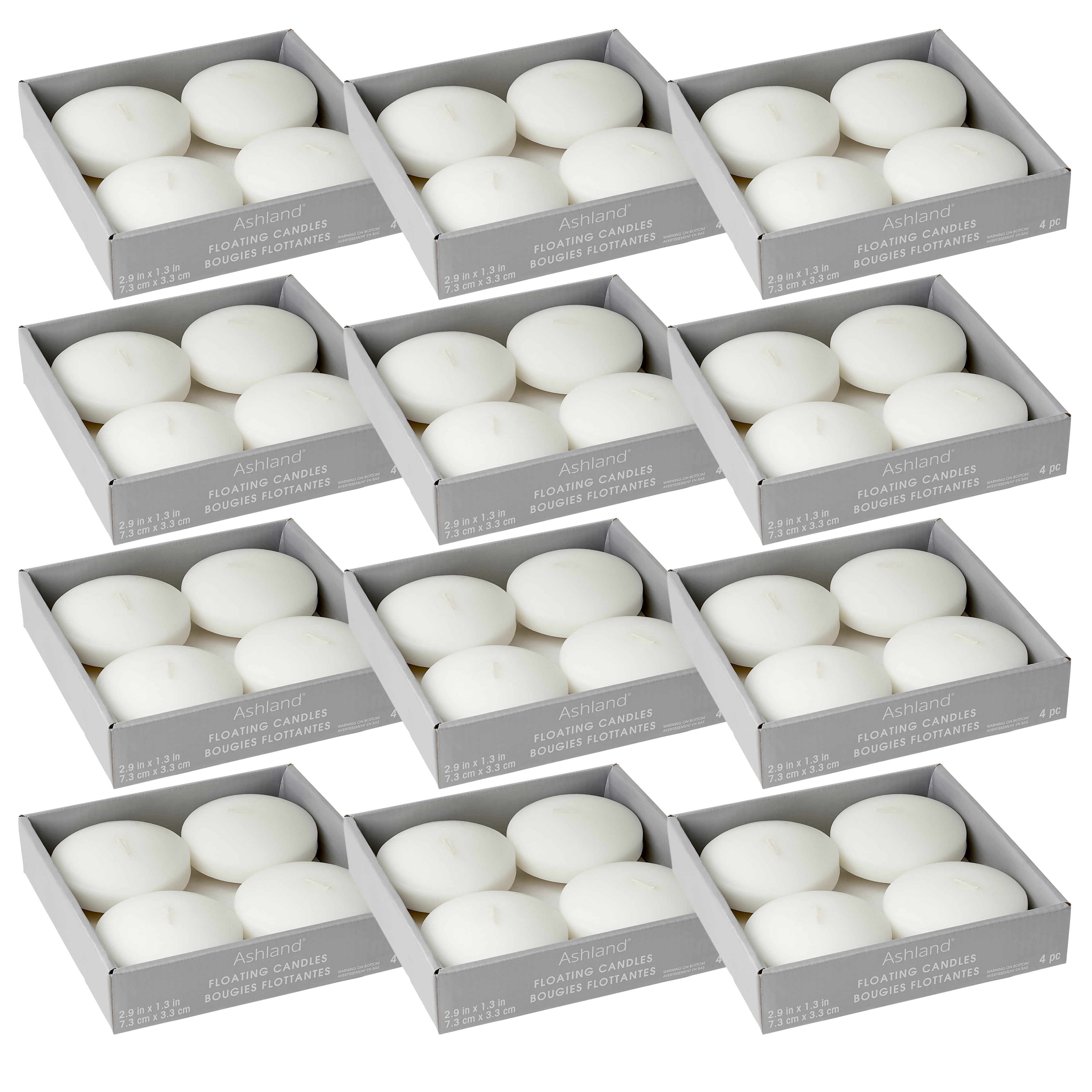 12 Packs: 4 ct. (48 total) Basic Elements™ White Floating Candles by ...