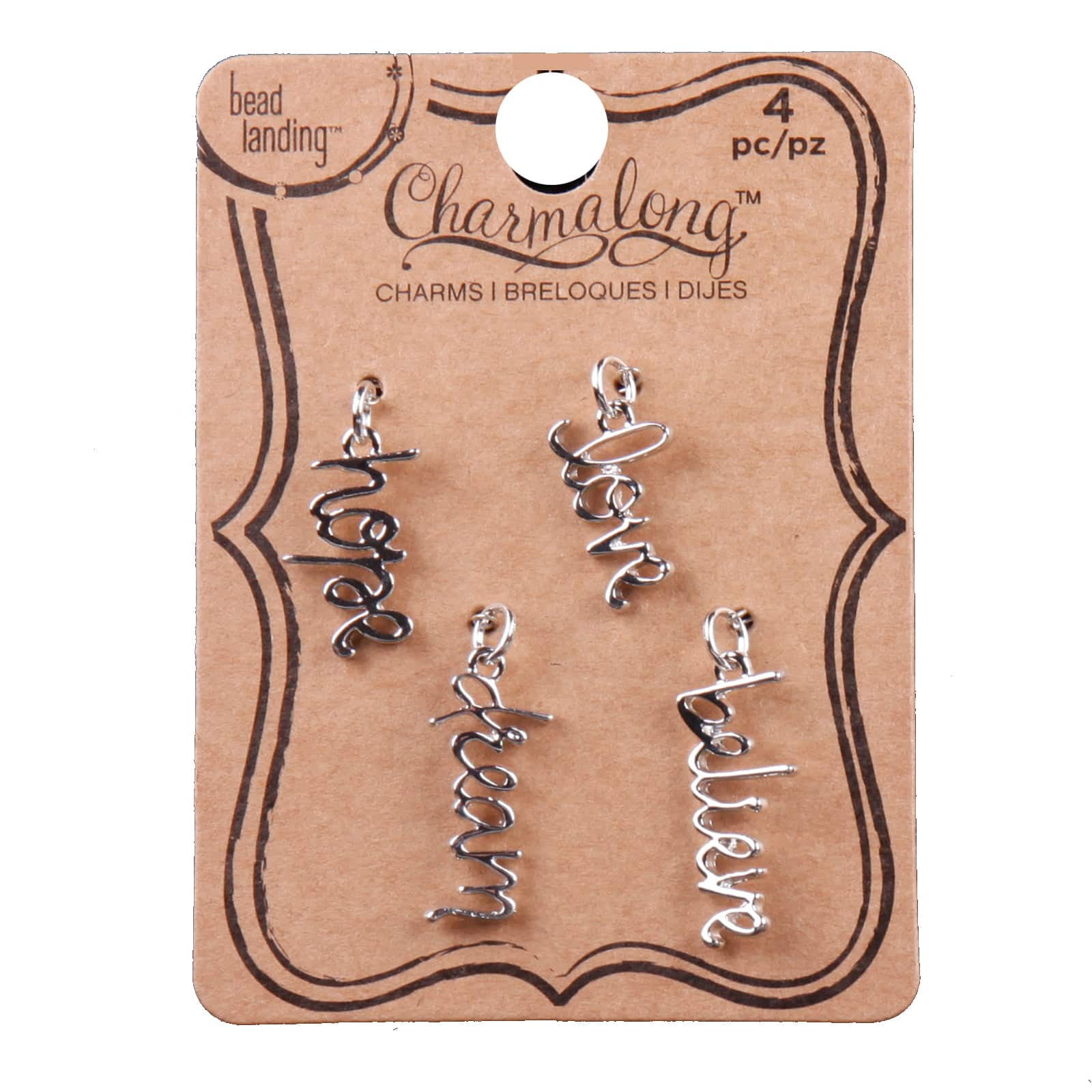 12 Packs: 4 ct. (48 total) Charmalong™ Vertical Script Word Charms by ...