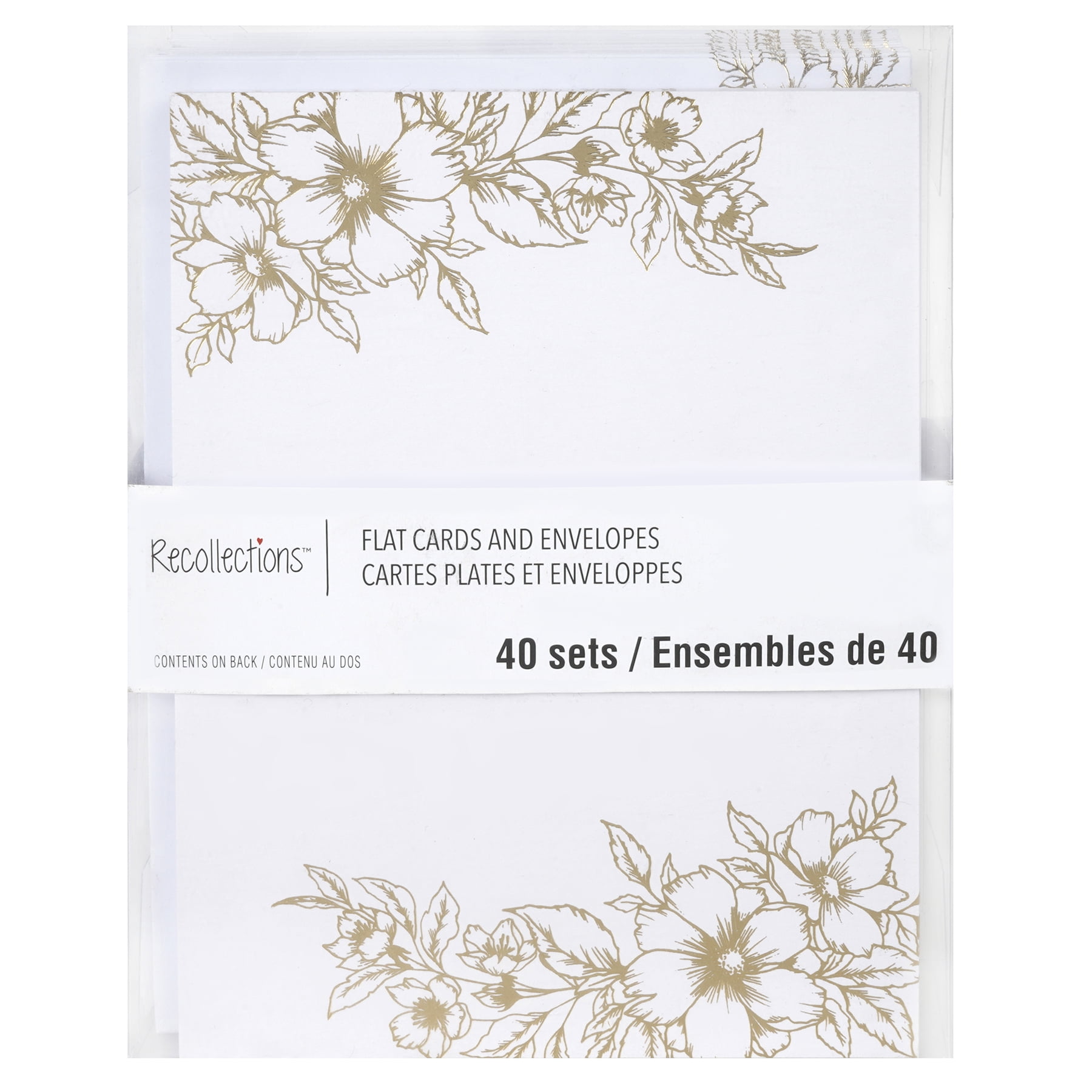 12 Packs: 40 ct. (480 total) 4.25" x 5.5" Gold Floral Flat Cards ...
