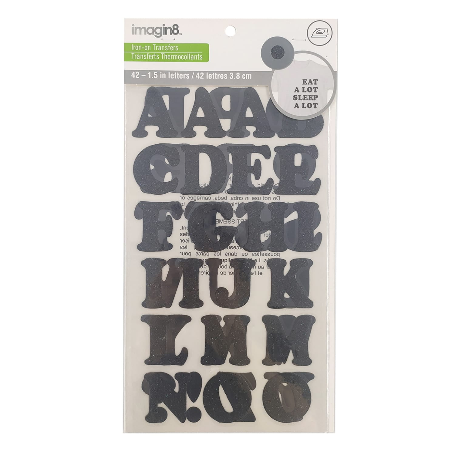 12 Packs: 42 ct. (504 total) 1.5" Iron-On Black Glitter Cooper Letters ...