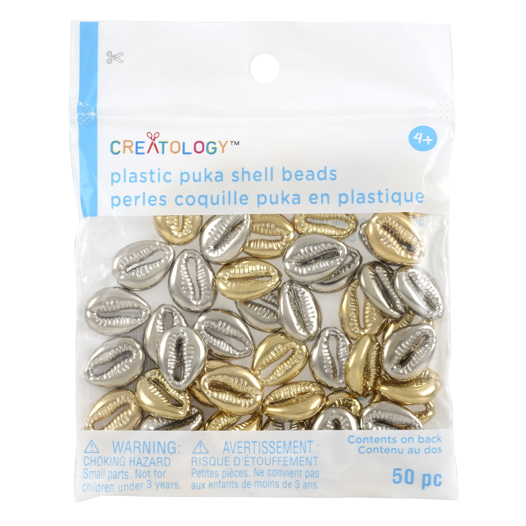 12 Packs: 50 ct. (600 total) Silver & Gold Faux Shell Beads by ...