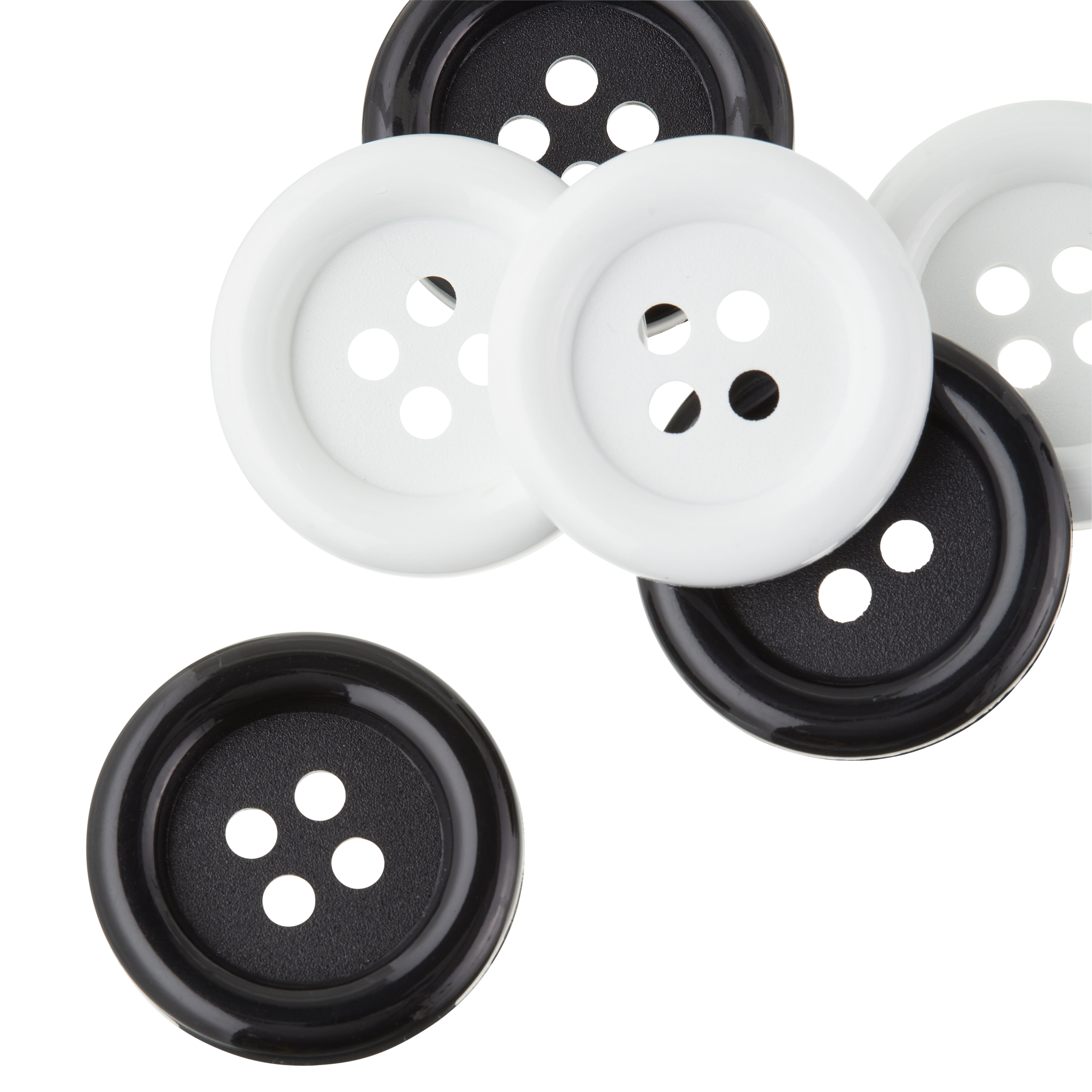 12 Packs: 6 ct. (72 total) 1.375" Basic Buttons - Black & White by ...