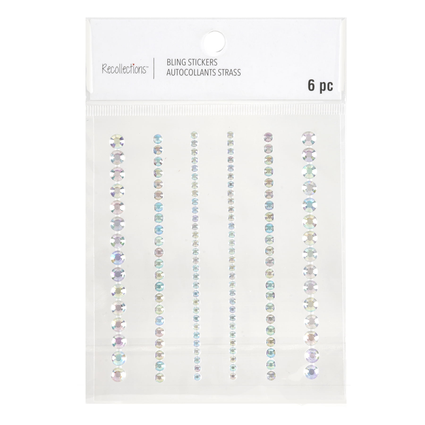 12 Packs: 6 ct. (72 total) Clear Iridescent Gem Strip Bling Stickers by ...