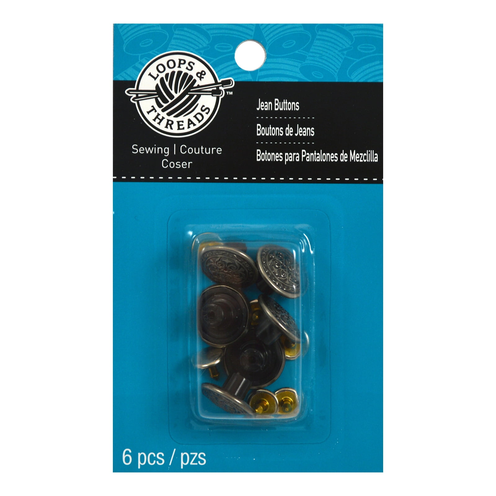 12 Packs: 6 ct. (72 total) Silver Filigree Jean Buttons by Loops ...