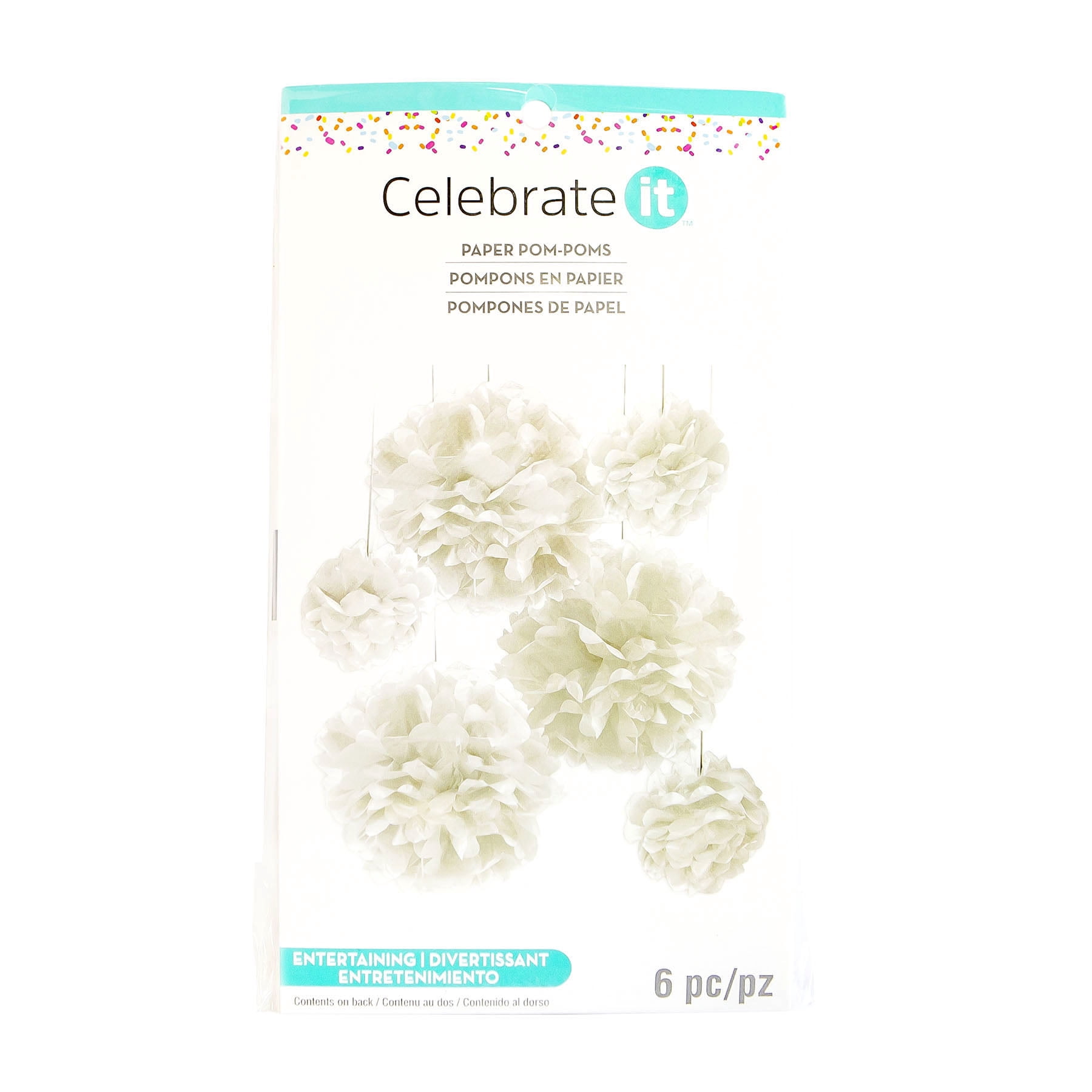 12 Packs: 6 ct. (72 total) White Paper Pom Poms by Celebrate It ...