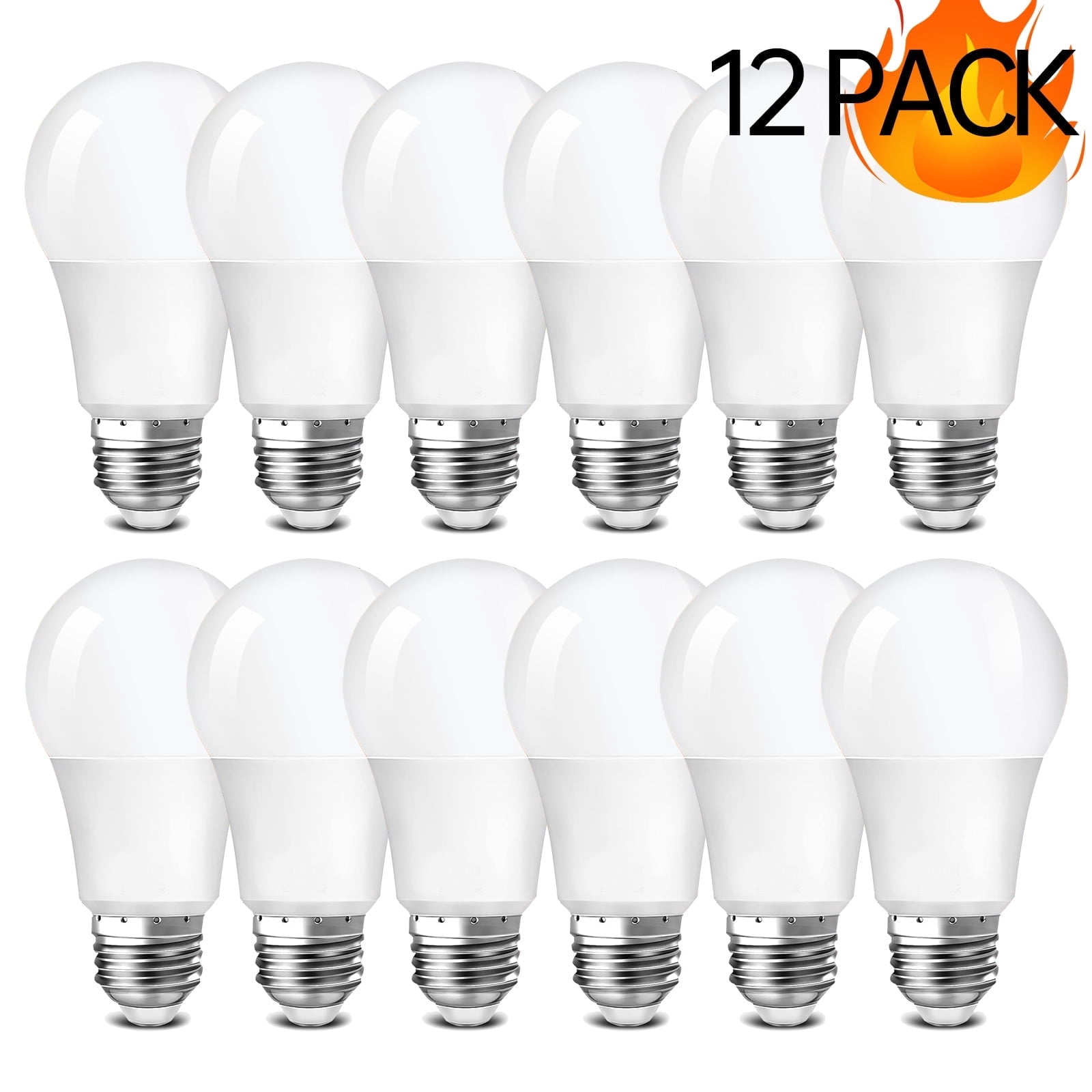 12 Packs 6000K A19 E26 LED Bulb, 60 Watts Equivalent LED Bulb, A19 ...