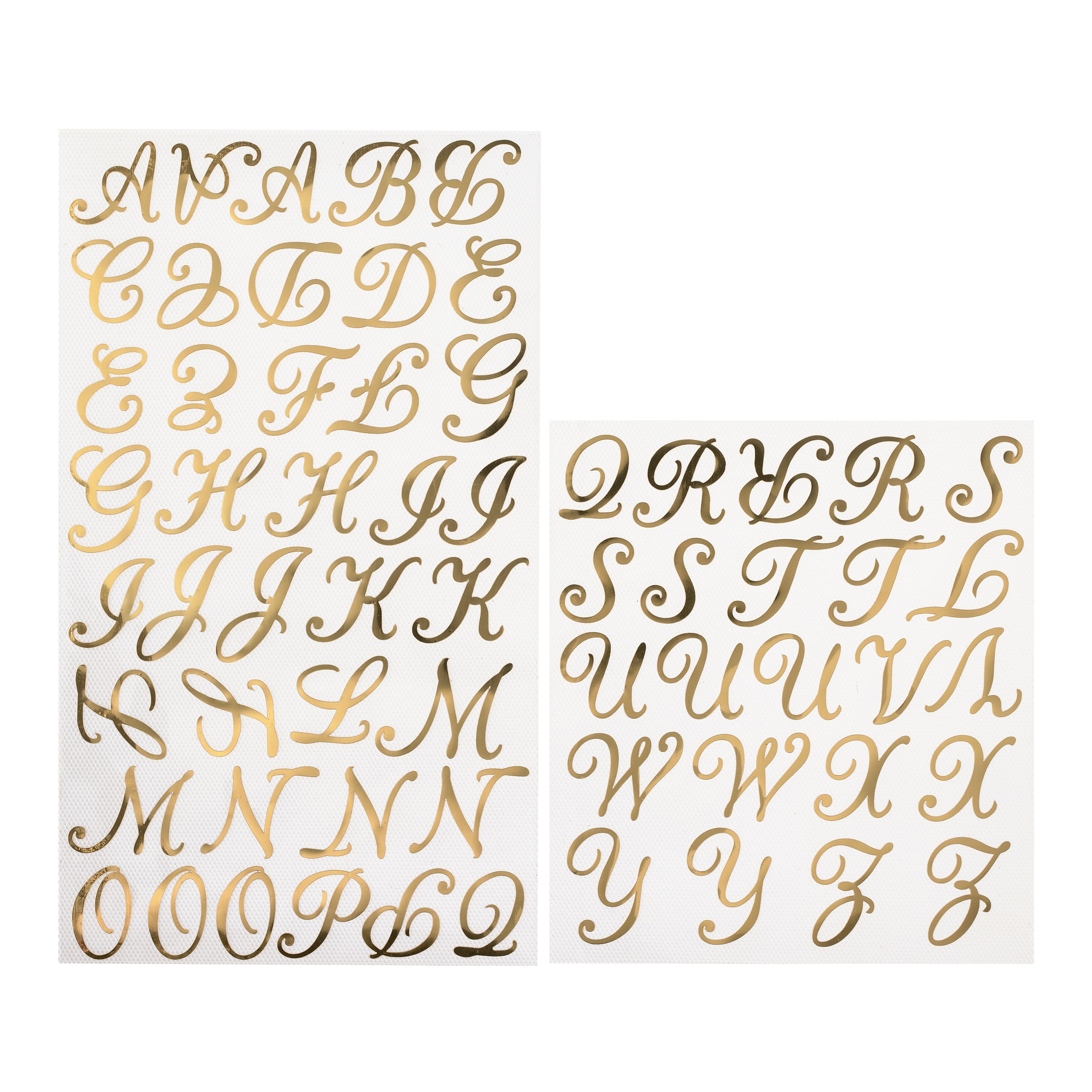 12 Packs: 62 ct. (744 total) Iron-On Gold Foil Letters by Make Market ...