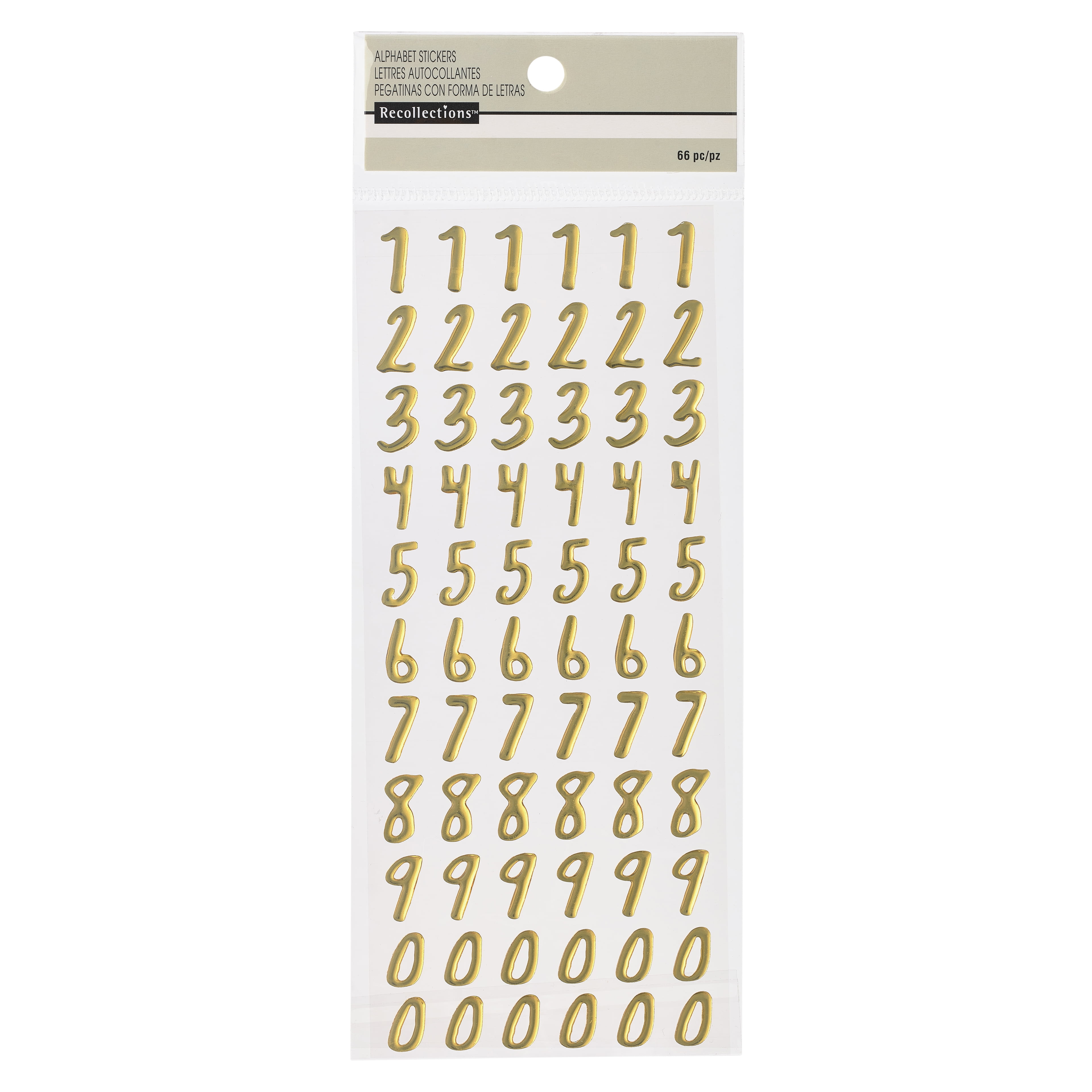 12 Packs: 66 ct. (792 total) Gold Foil Number Stickers by Recollections ...