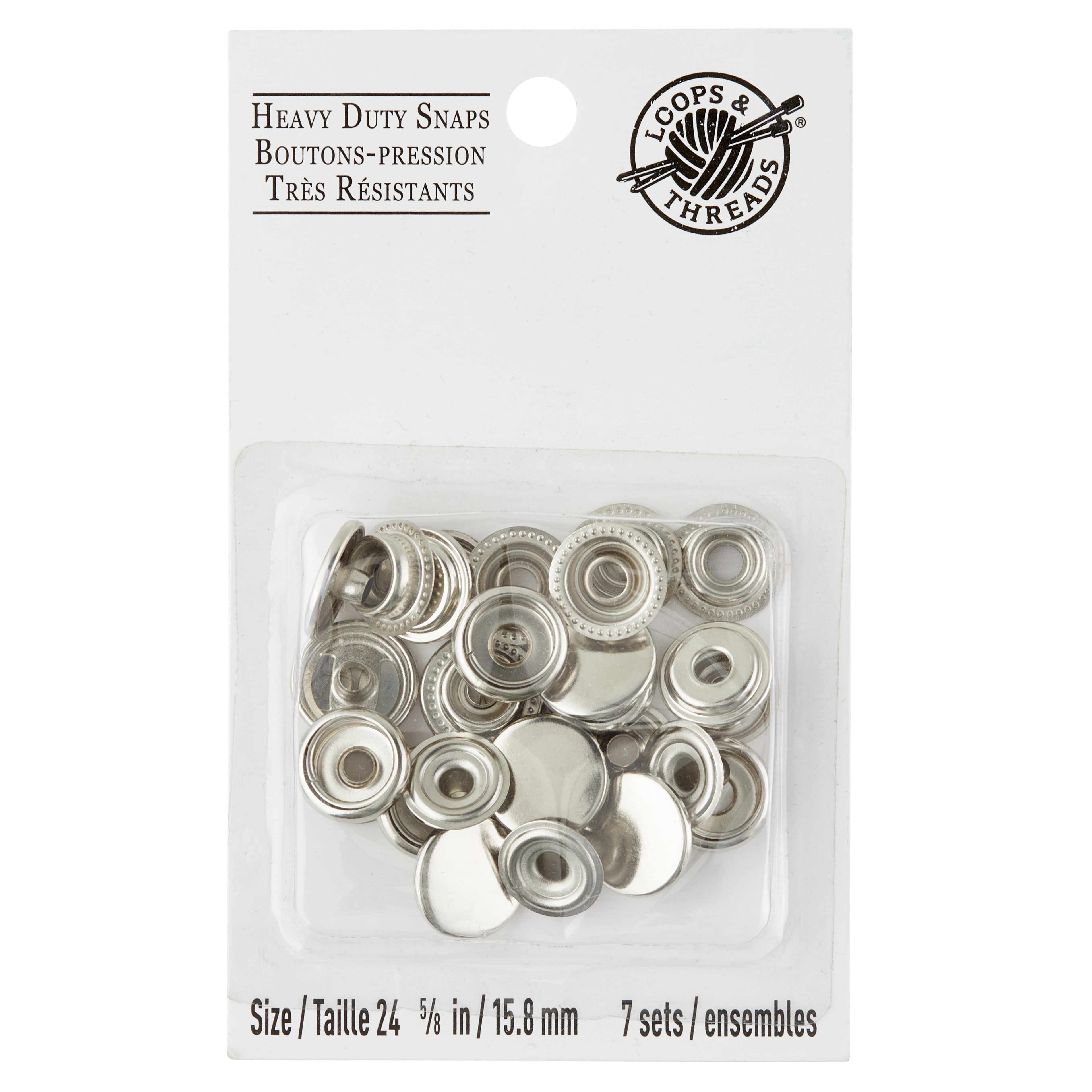 12 Packs: 7 ct. (84 total) Silver Heavy Duty Snaps by Loops & Threads ...