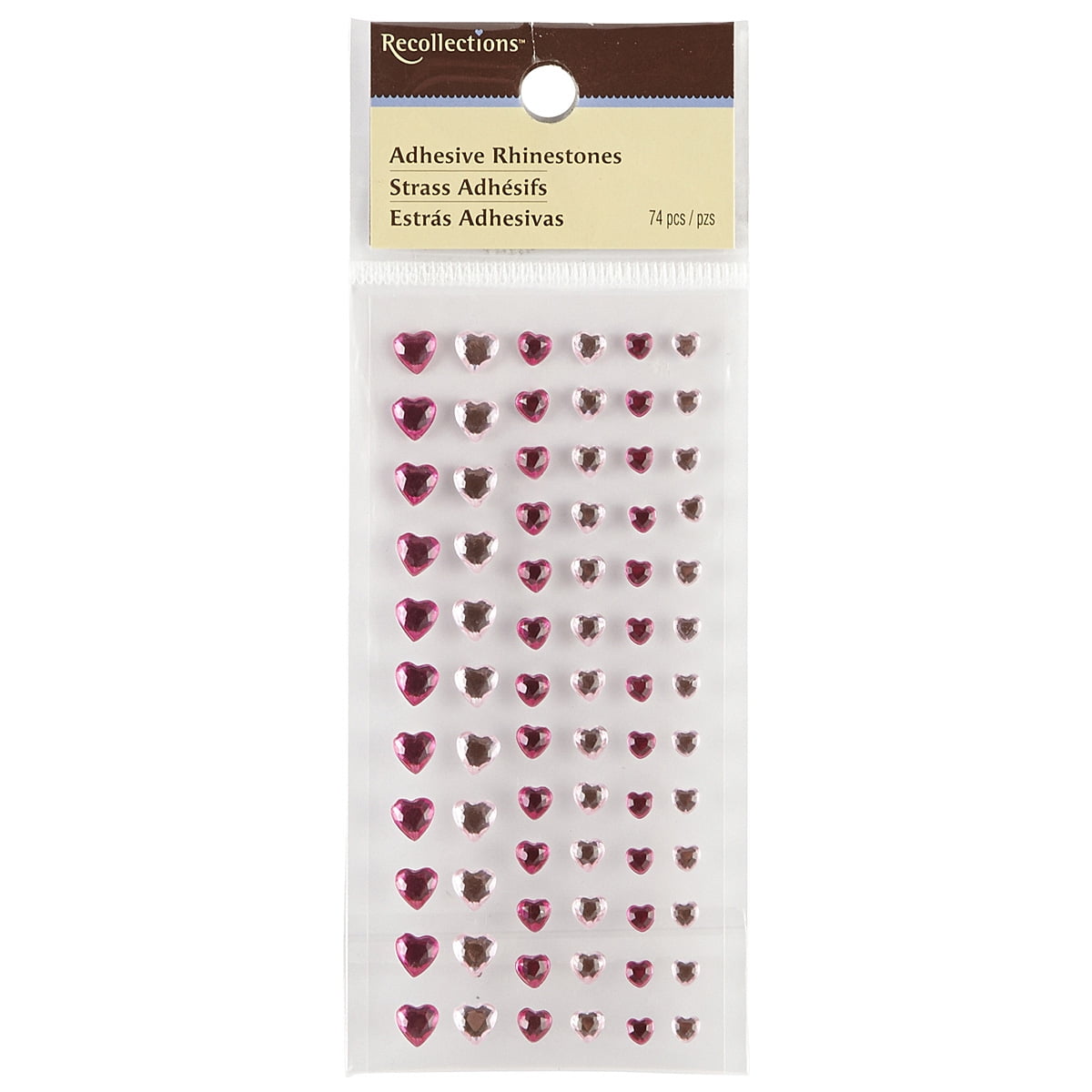 12 Packs: 74 ct. (888 total) Pink Heart Rhinestone Stickers by ...
