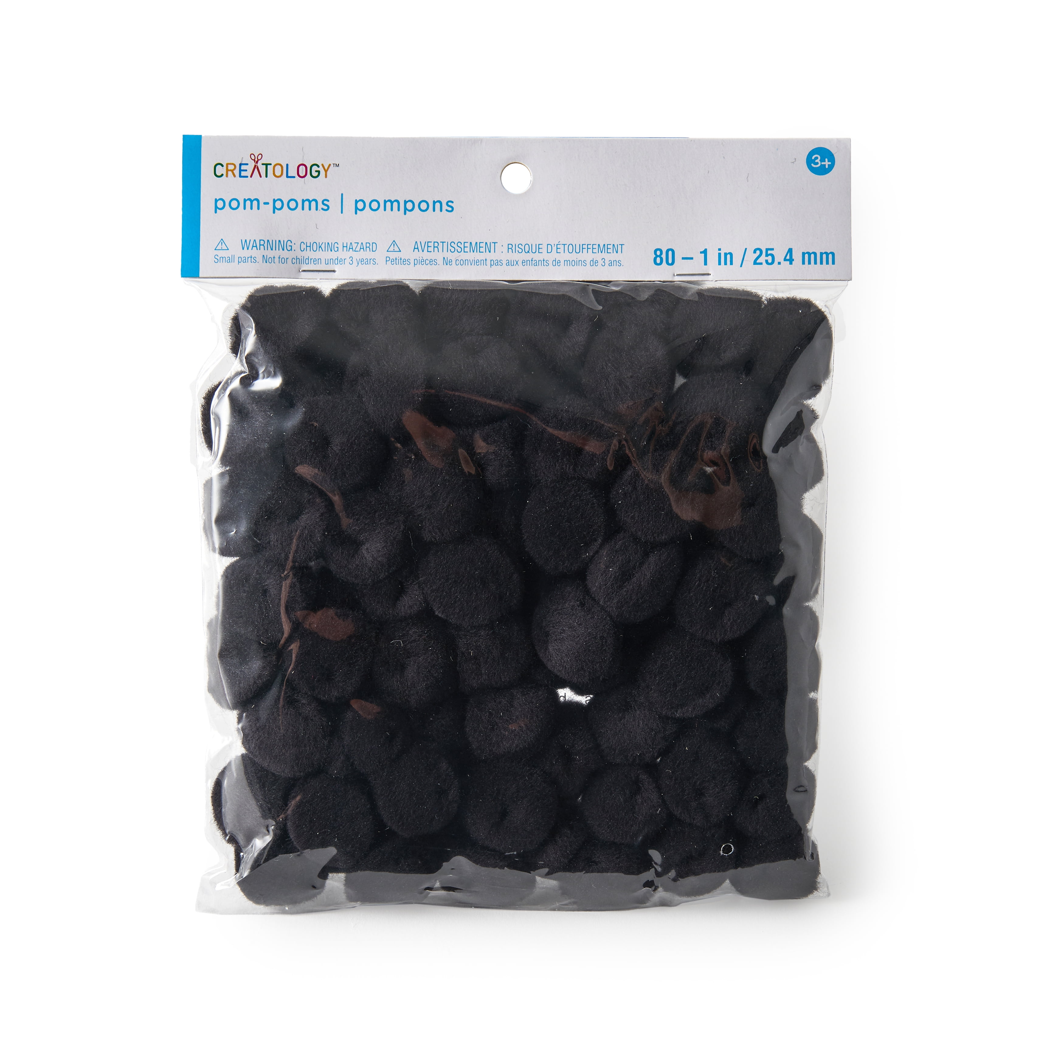 12 Packs: 80 ct. (960 total) 1" Black Pom Poms Value Pack by Creatology ...