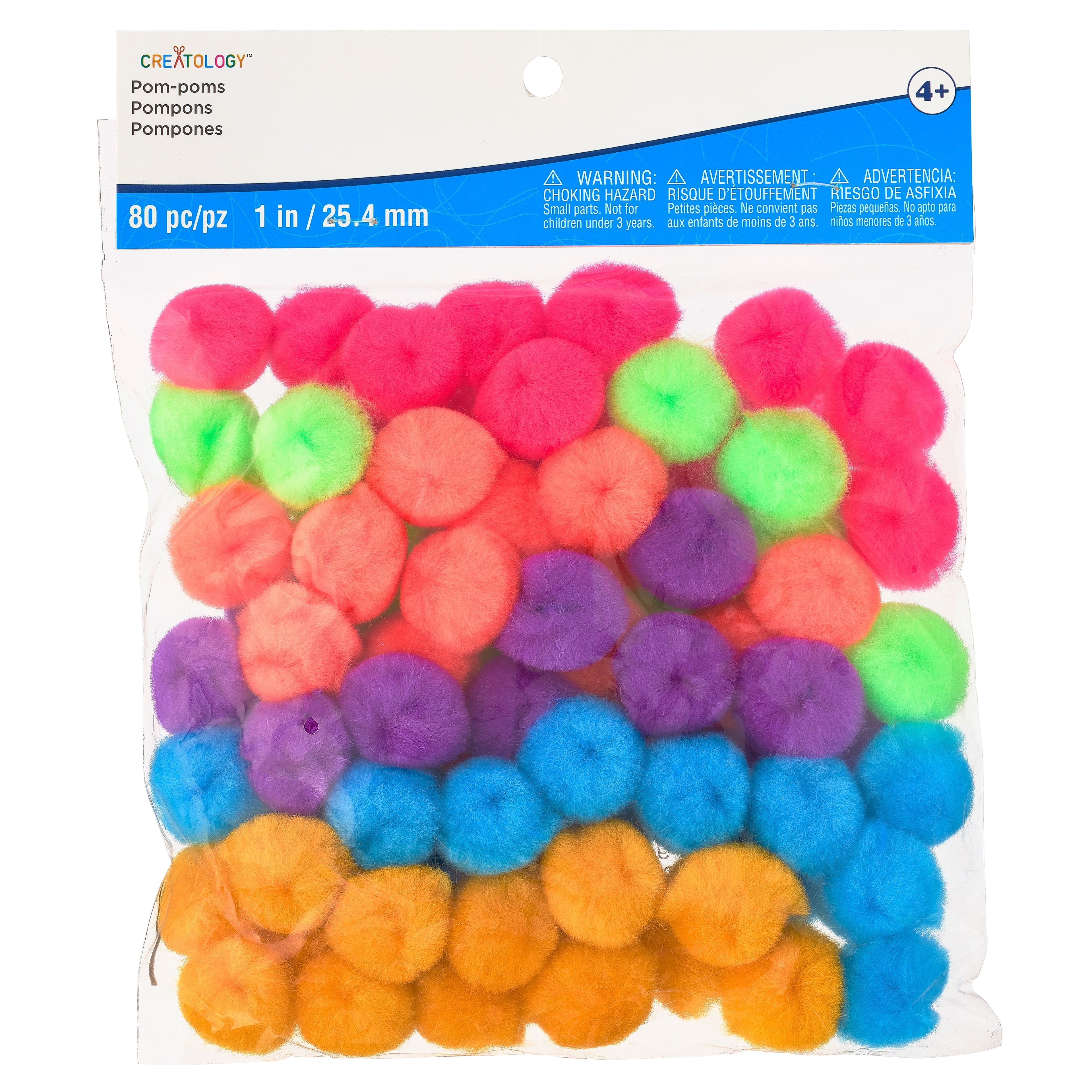 12 Packs: 80 ct. (960 total) 1" Bright Mix Pom Poms by Creatology ...