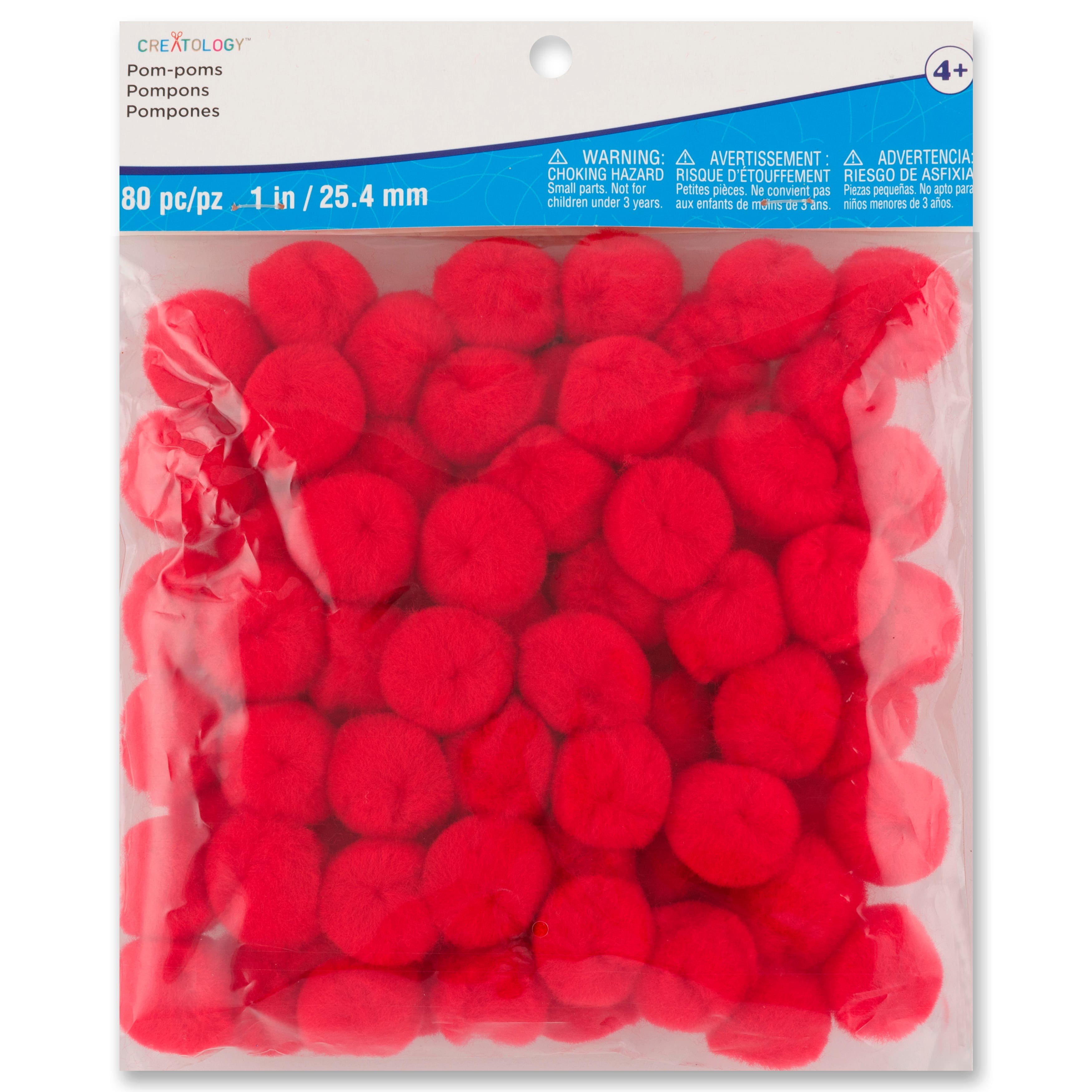 12 Packs: 80 ct. (960 total) 1" Red Pom Poms Value Pack by Creatology ...